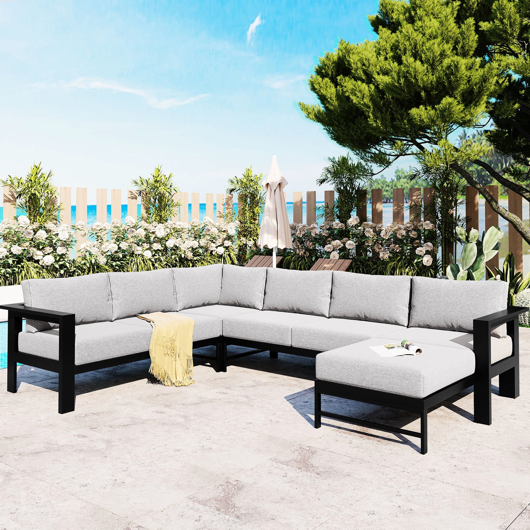 Outdoor U-shaped Sofa Choice / Aluminum and Polyspun Construction, Easy to Assemble / Ideal for ...