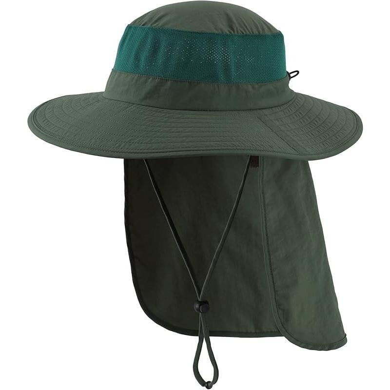 Outdoor UPF50+ Mesh Sun Hat Wide Brim Fishing Hat with Neck Flap Sun ...