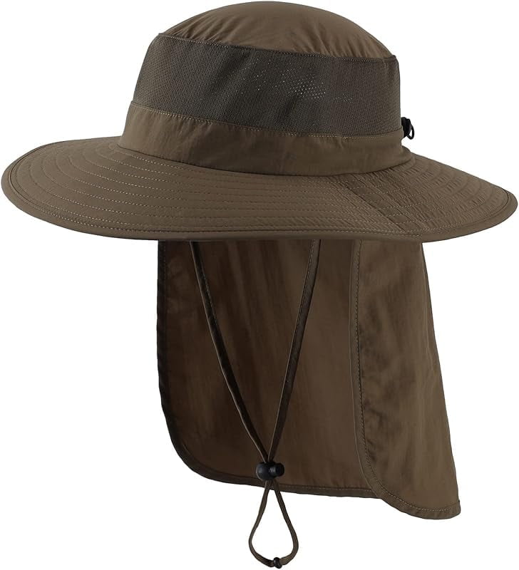 Mesh Sun Hat Wide Brim Fishing Hat with Neck Flap Sun Hat for Men Women ...