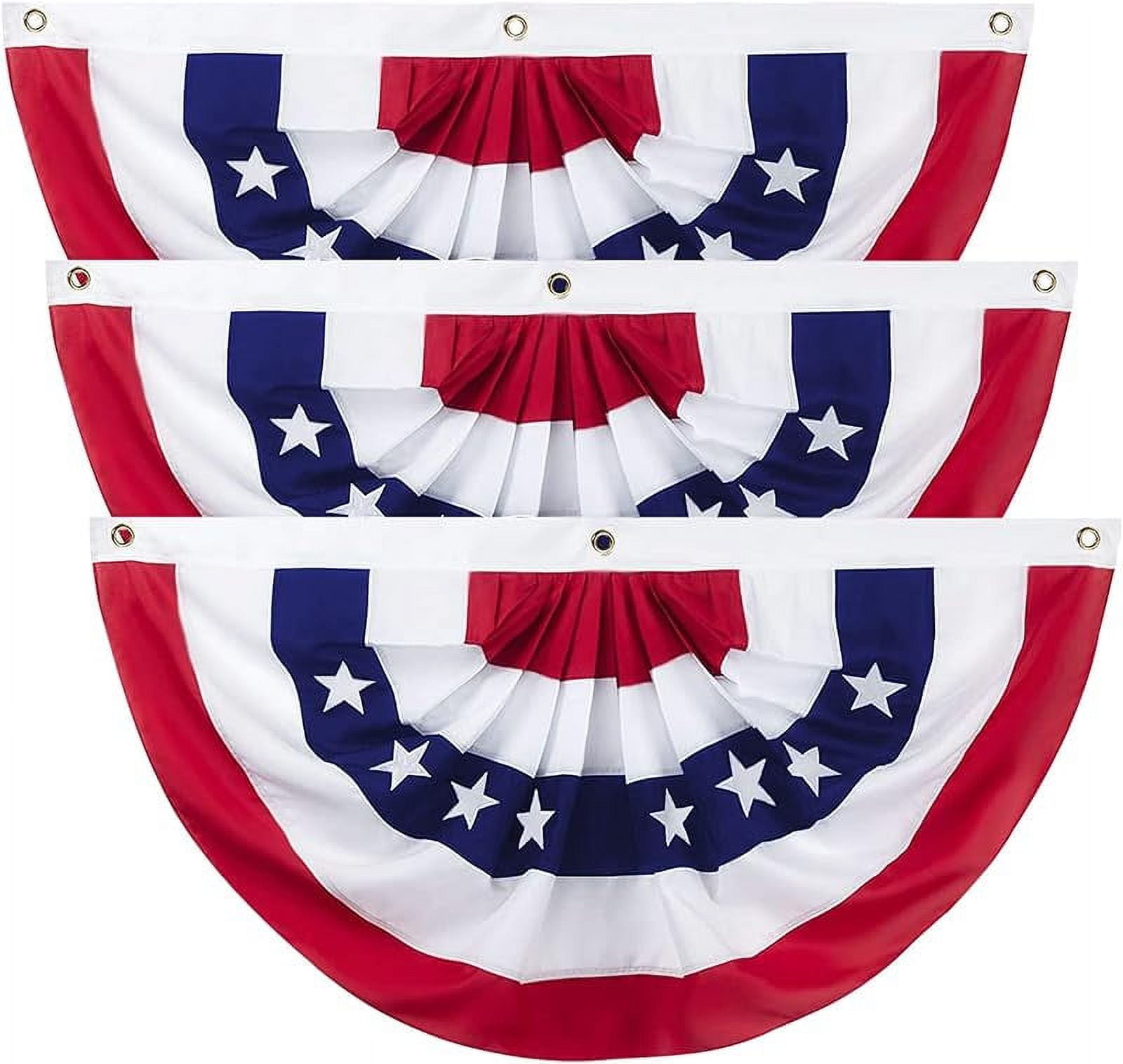 Outdoor USA Bunting Flags 3PCS 3x6 FT American Pleated Fan Flags,4th of ...