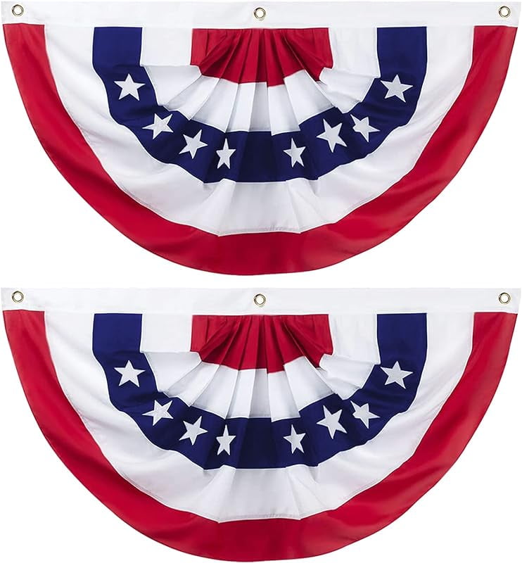 Outdoor USA Bunting Flags 3PCS 3x6 FT American Pleated Fan Flags,4th of ...