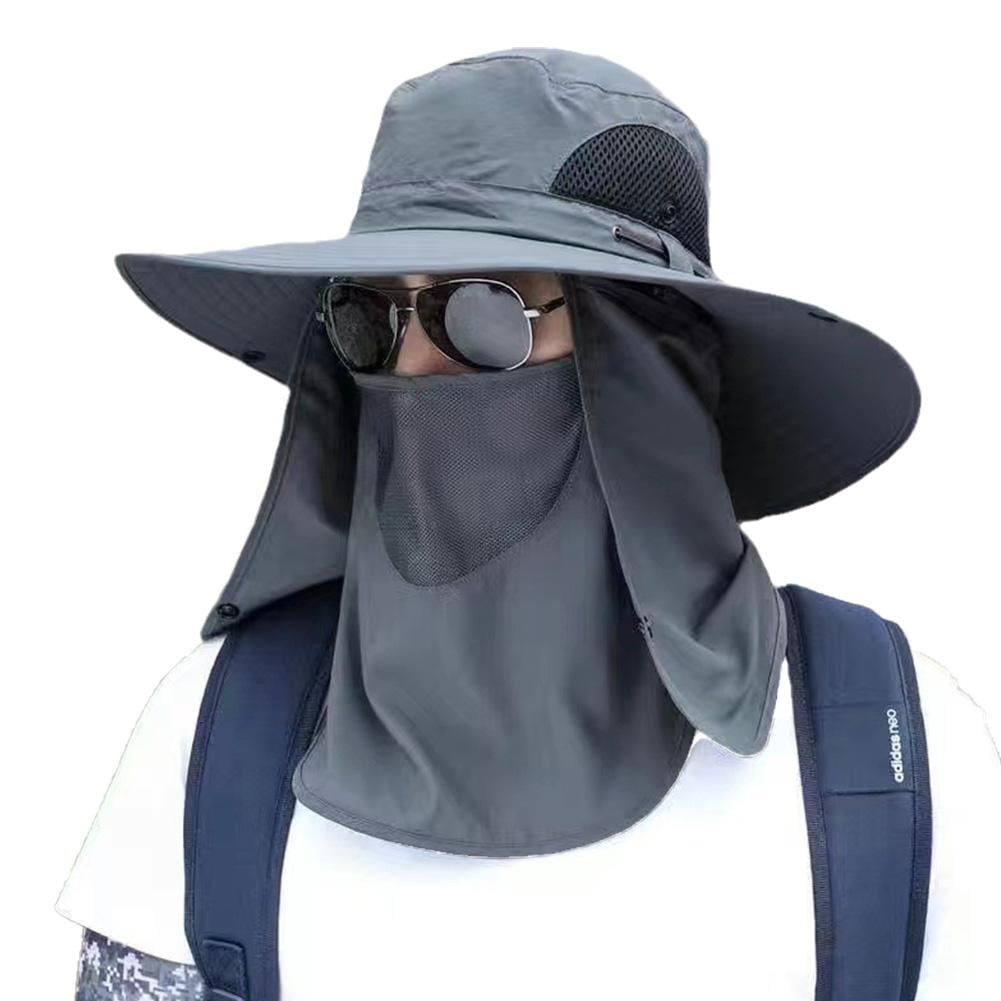 Outdoor UV Protection Sun Hat Neck Face Flap Wide Brim Hats Hiking ...