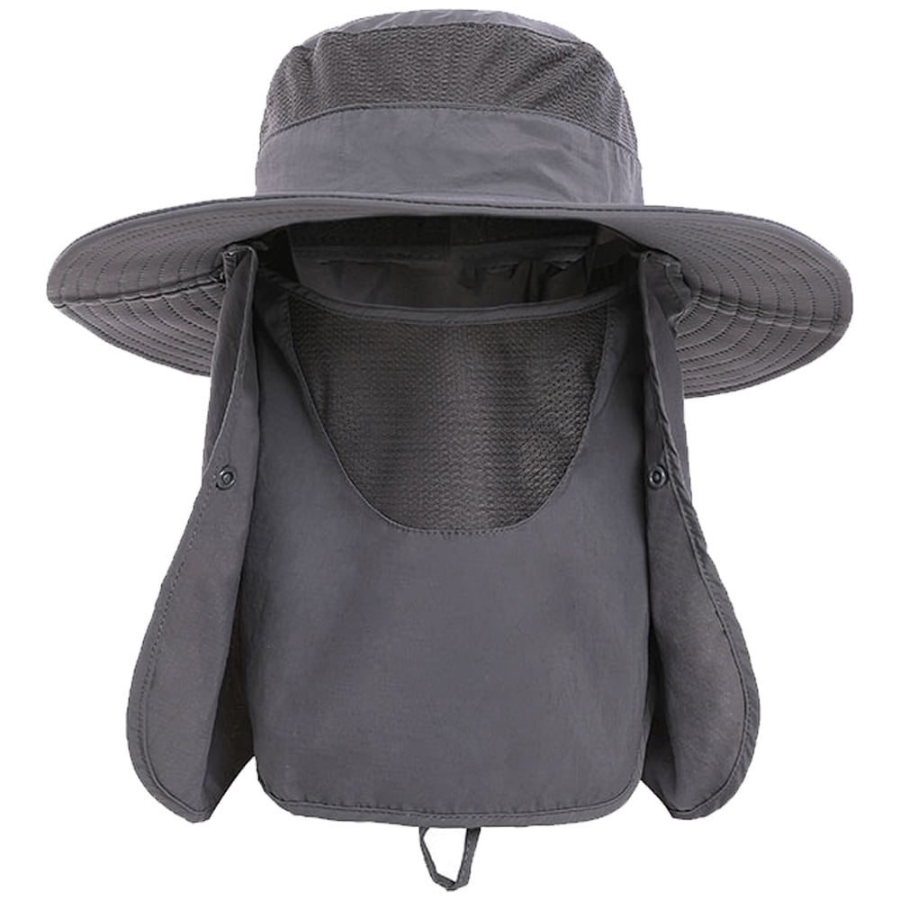 Outdoor UV Sun Protection Wide Brim Fishing Cap with Removable Flap ...