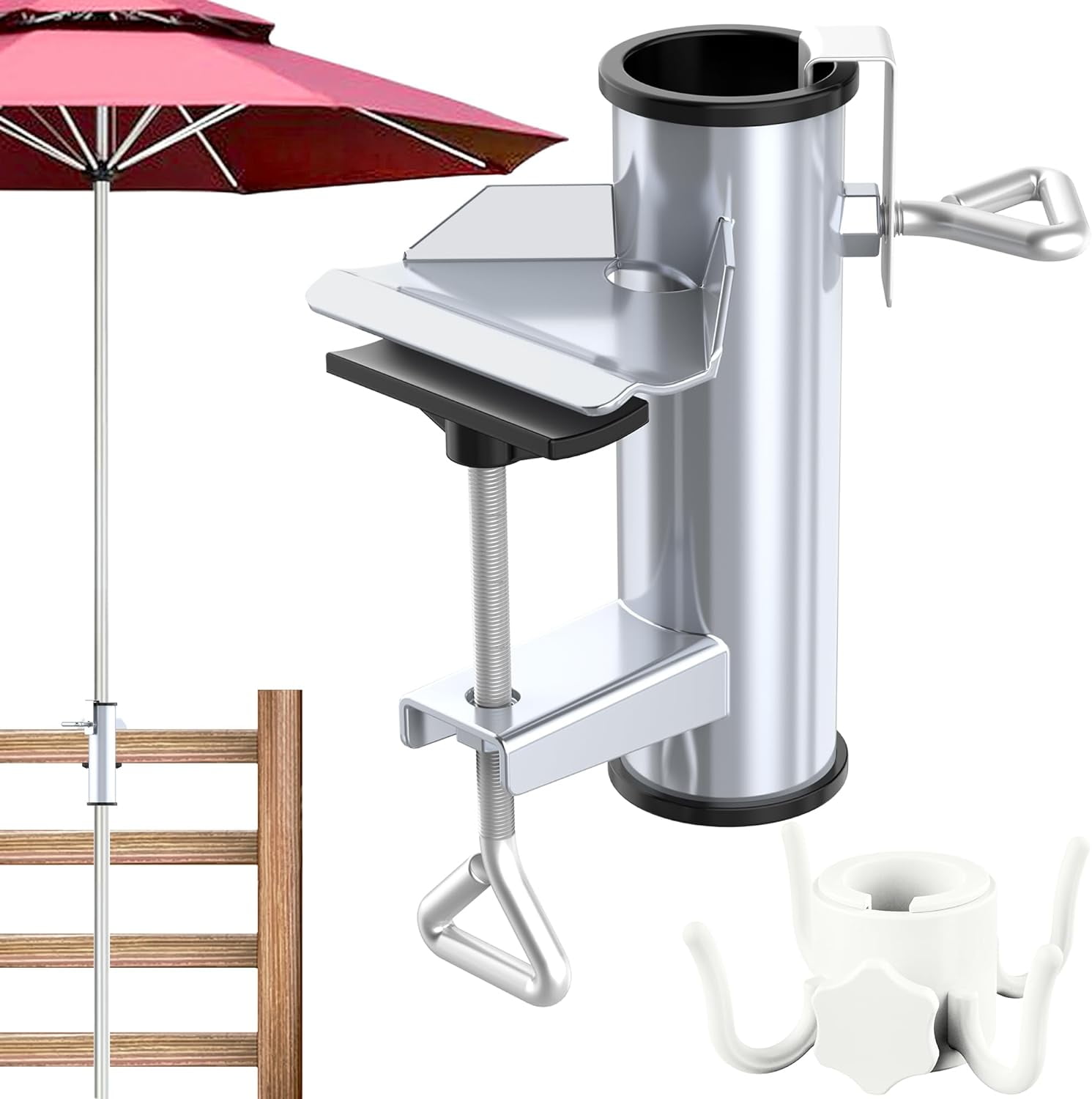 Outdoor Umbrella Clamp Mount, Stainless Steel Umbrella Holder Clamp ...