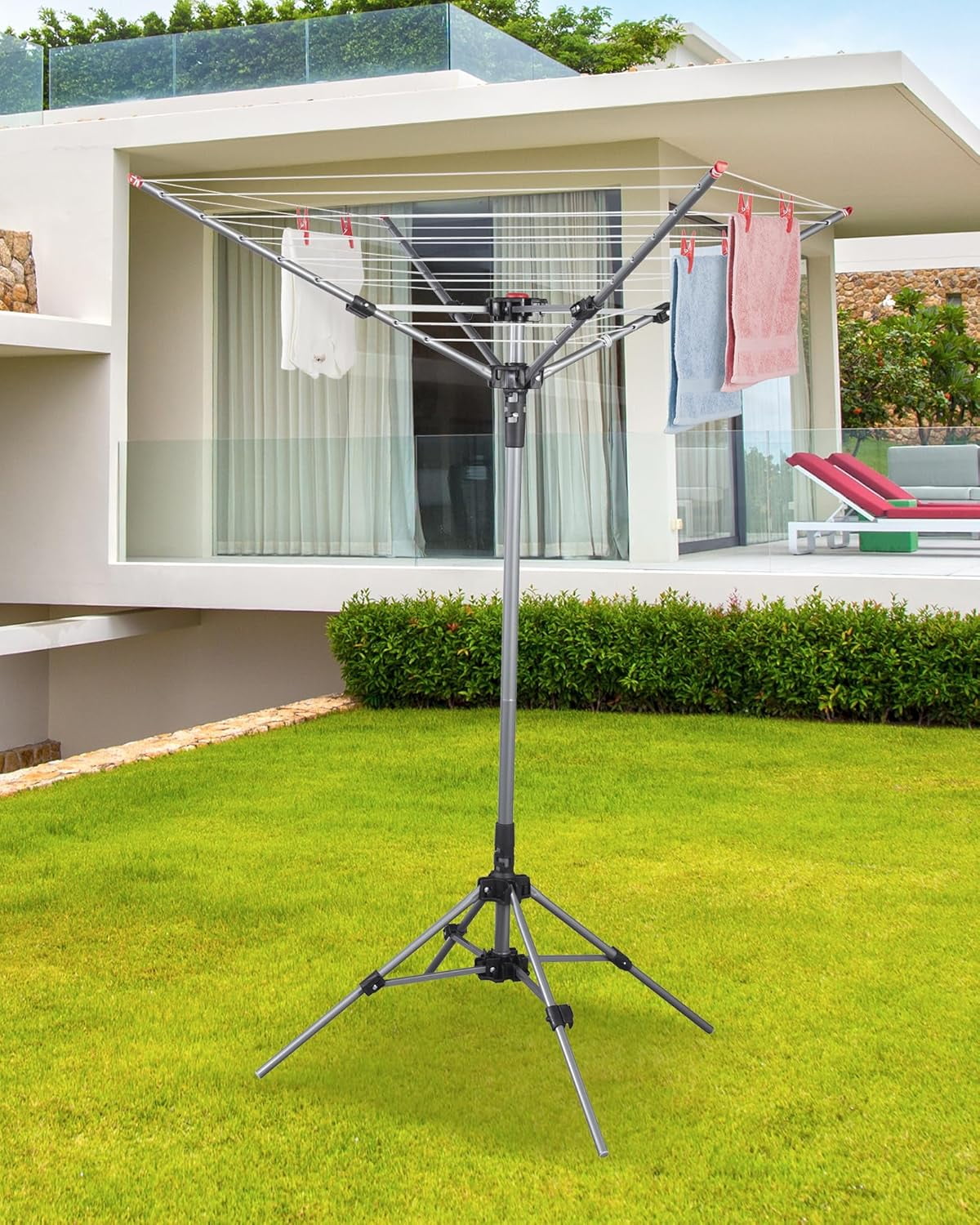 Outdoor Umbrella Drying Rack, 8 Lines with 82 Feet Drying Space, Steel ...