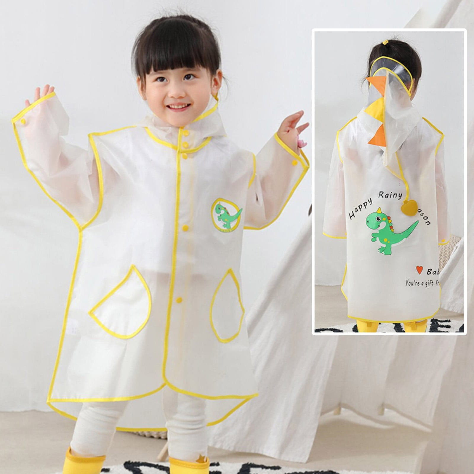 Outdoor Umbrella Holder Children Raincoat Cute Cartoon Baby Transparent Fashion Wrapped EVA ...