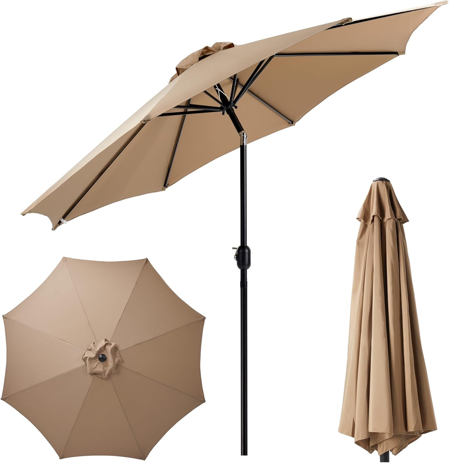 Outdoor Umbrellas 9FT Outdoor Patio Umbrella with 8 Ribs, Table ...