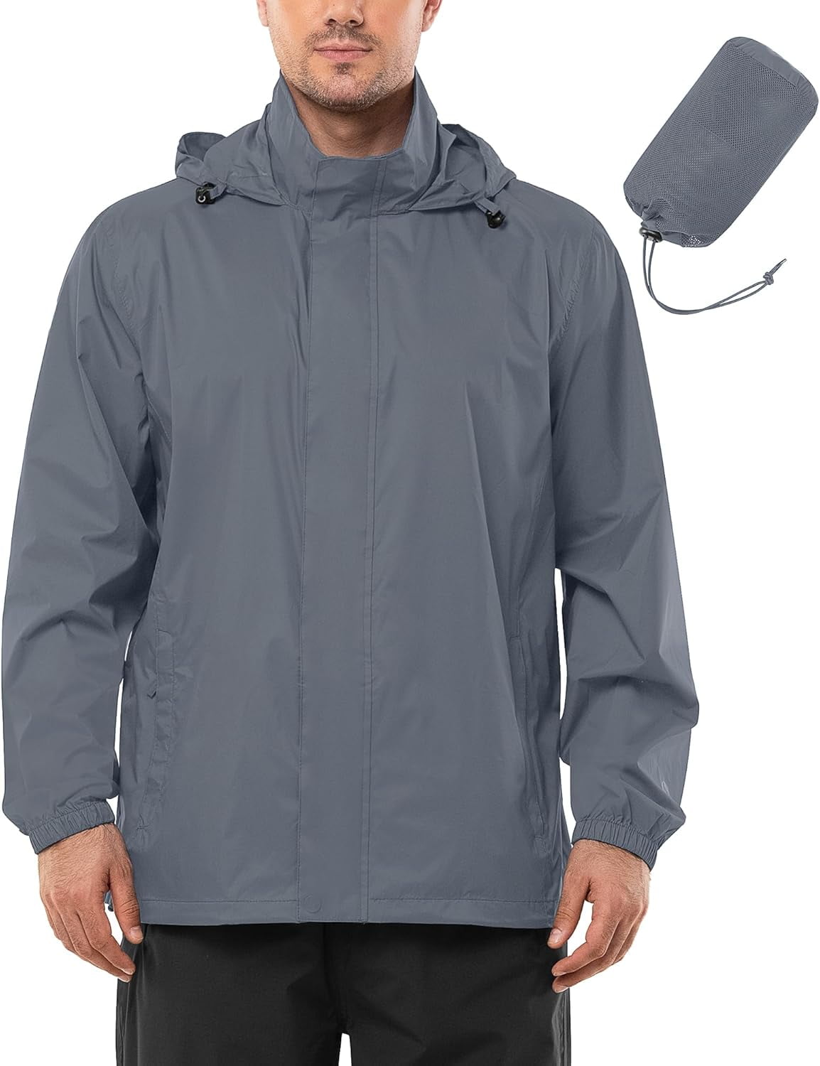 Outdoor Ventures Men's Rain Jacket Waterproof Lightweight Packable Rain ...