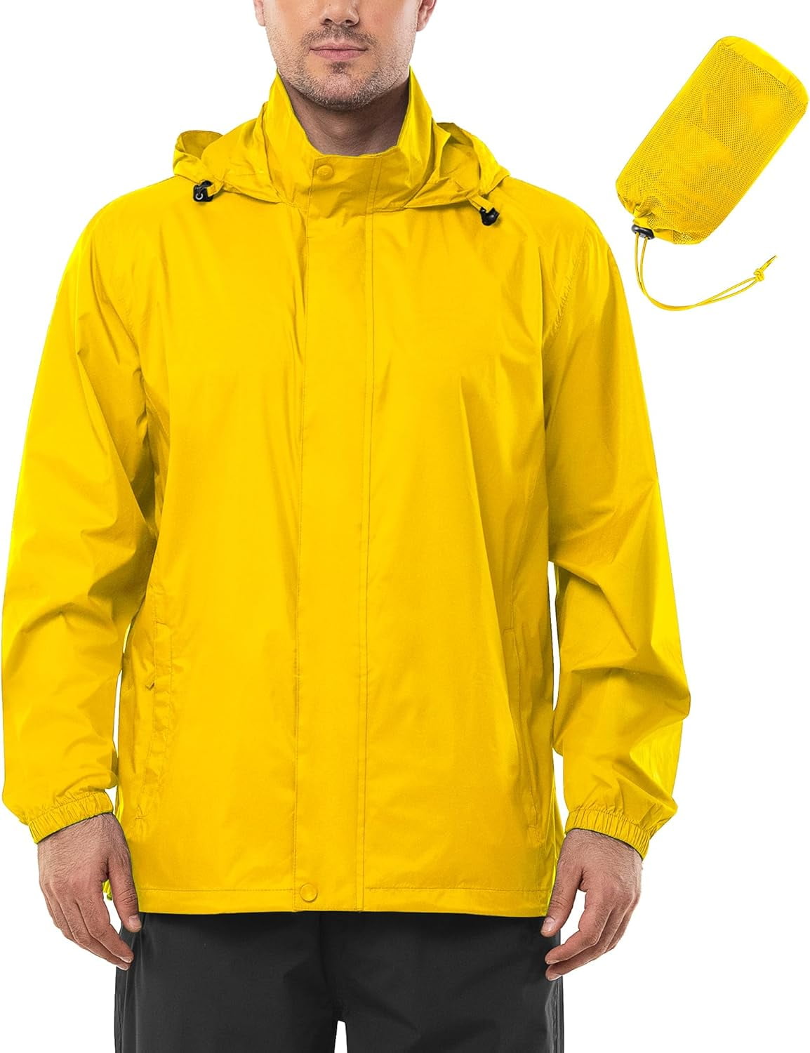 Outdoor Ventures Men's Rain Jacket Waterproof Lightweight Packable Rain ...