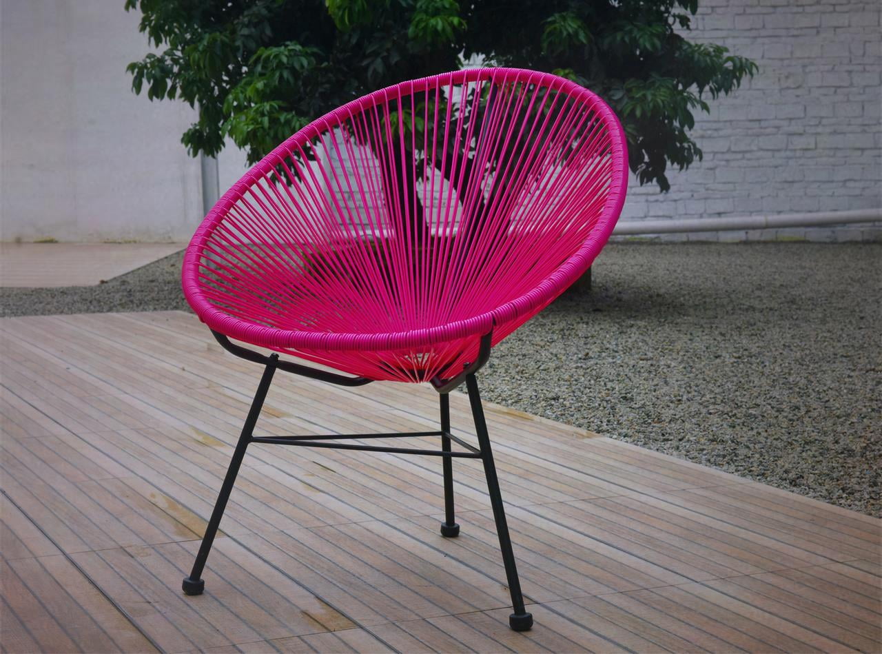 Outdoor Vinyl Acapulco Patio Chair With Black Frame In Pink - Walmart.com