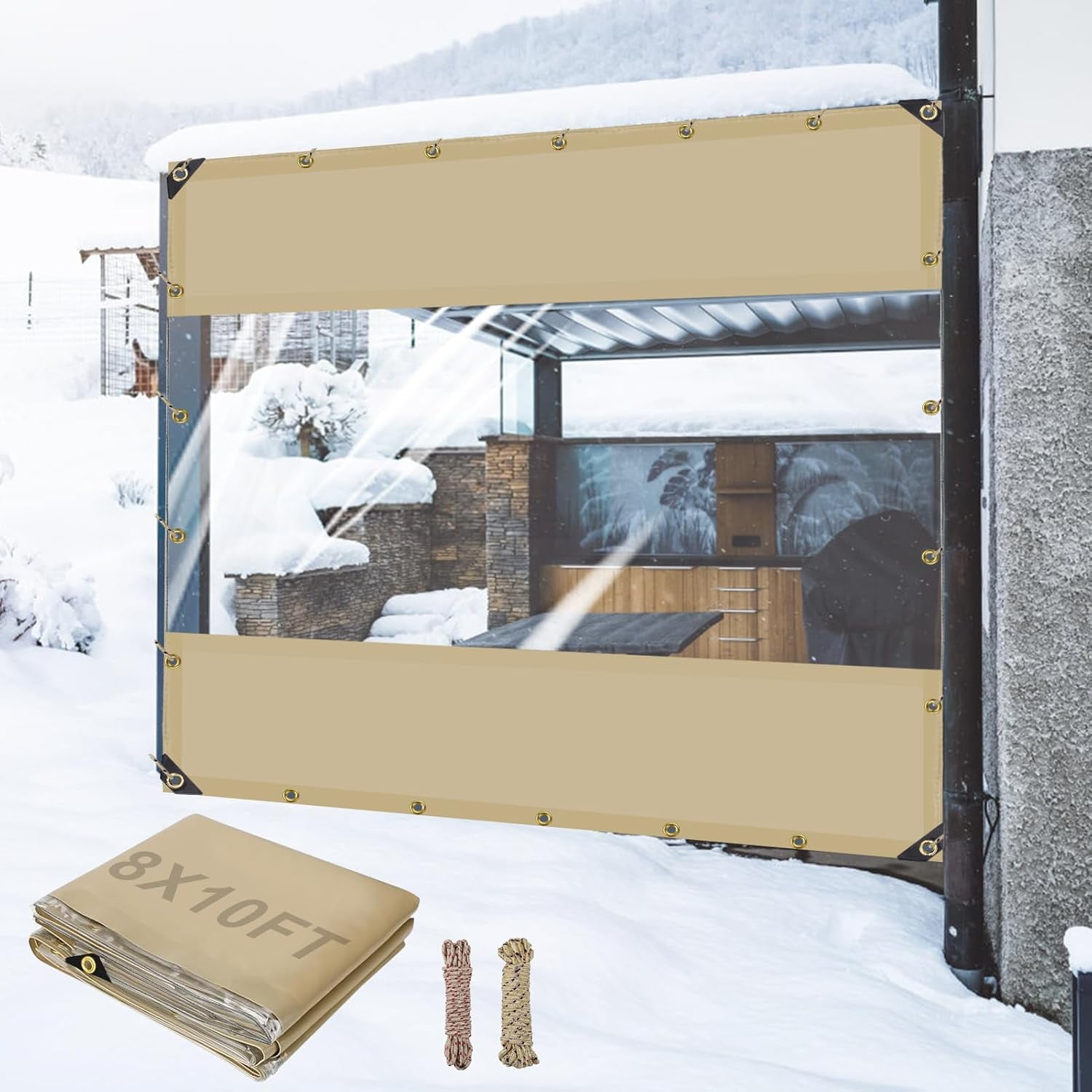 Outdoor Vinyl Curtains for Patio Waterproof-24 Oz Heavy Duty Porch ...