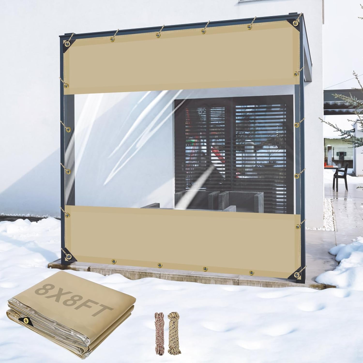 Outdoor Vinyl Curtains for Patio Waterproof-24 Oz Heavy Duty Porch ...