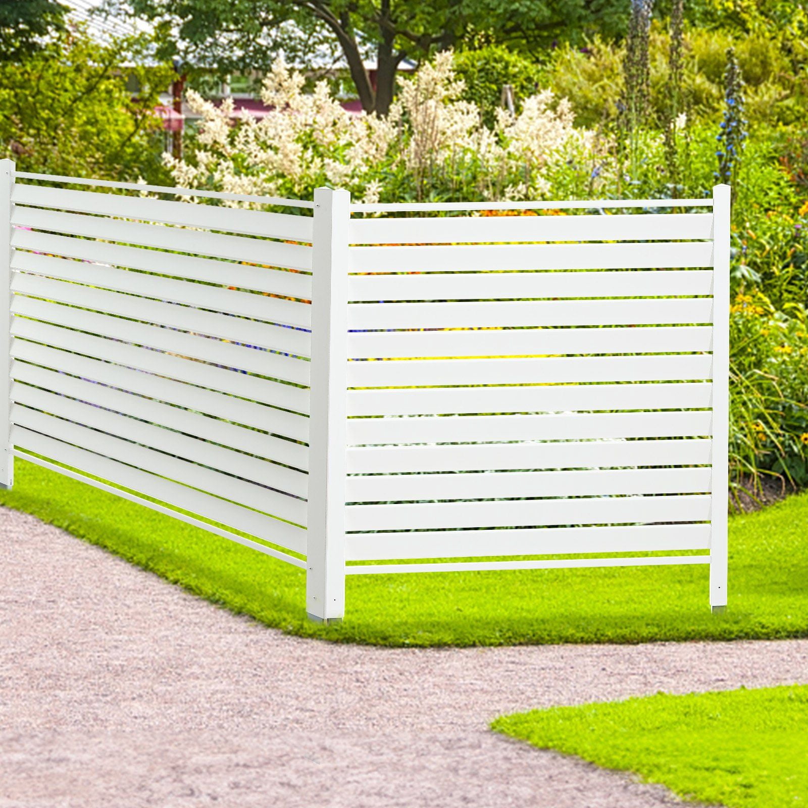 Outdoor Vinyl Privacy Screen Kit (48x48 Inches), 2 Louvered Panels for ...