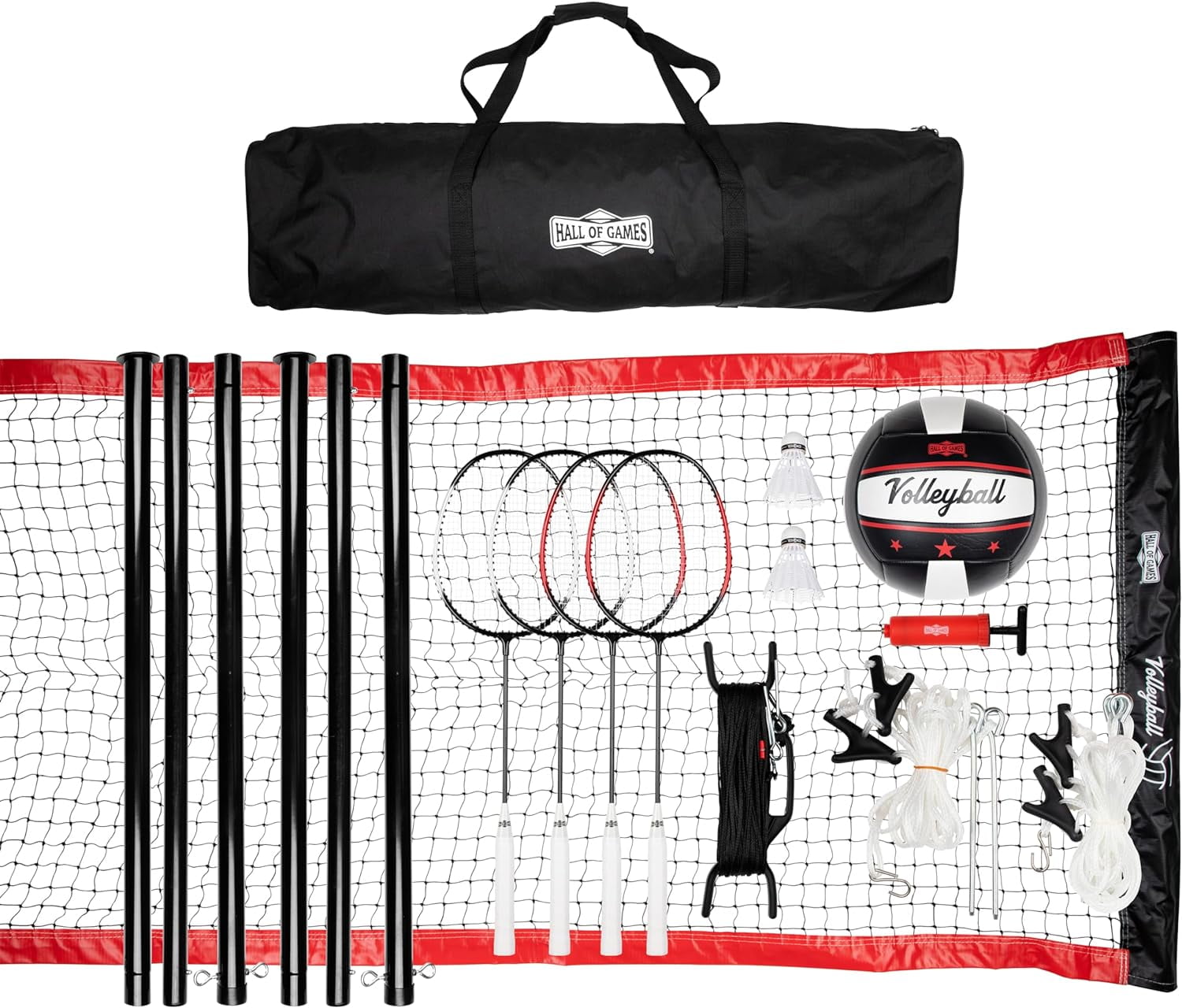 Outdoor Volleyball and Badminton Net with Carrying Bag Accessories Set ...