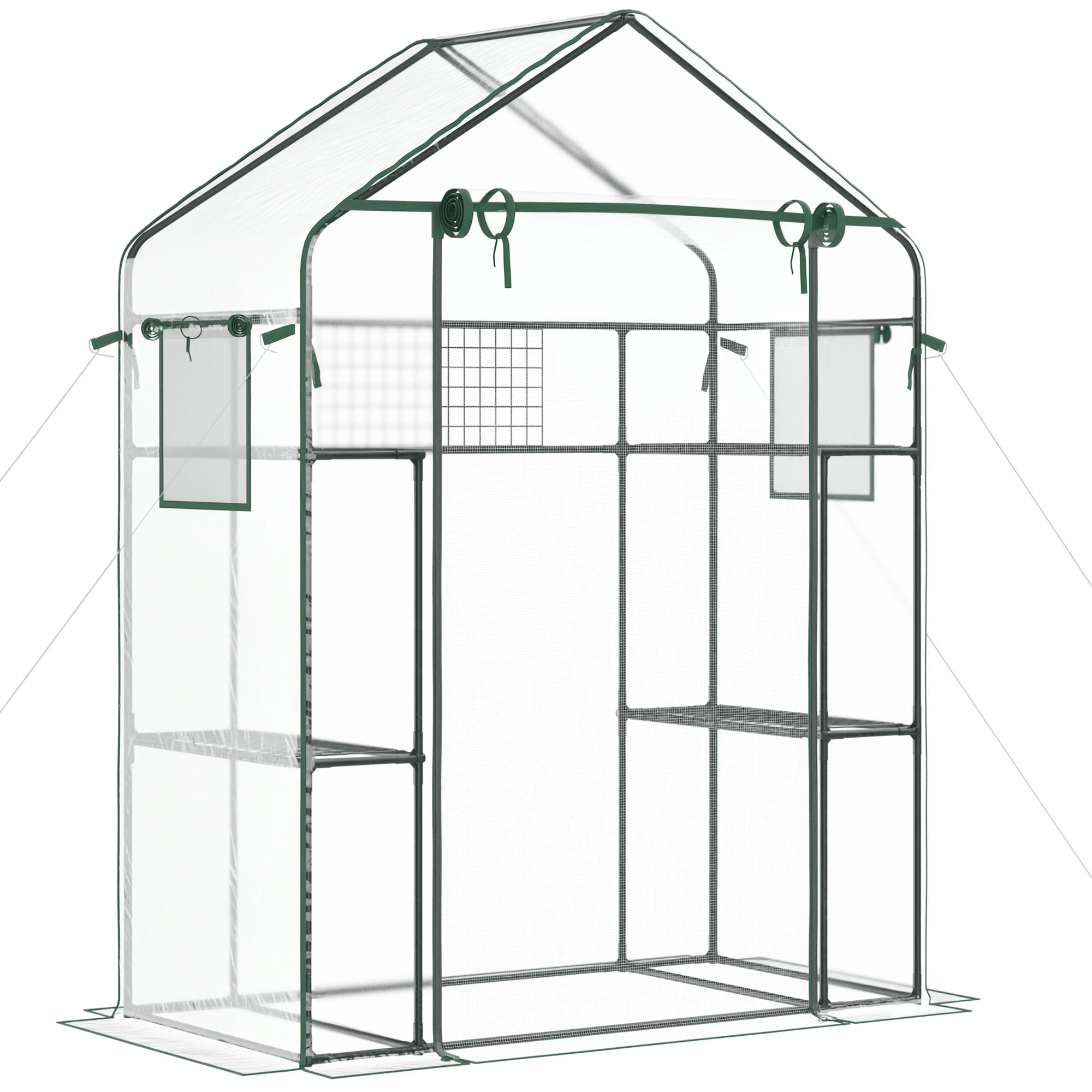 Outdoor Walk-in Mini Greenhouse with Mesh Door & Windows, Small ...