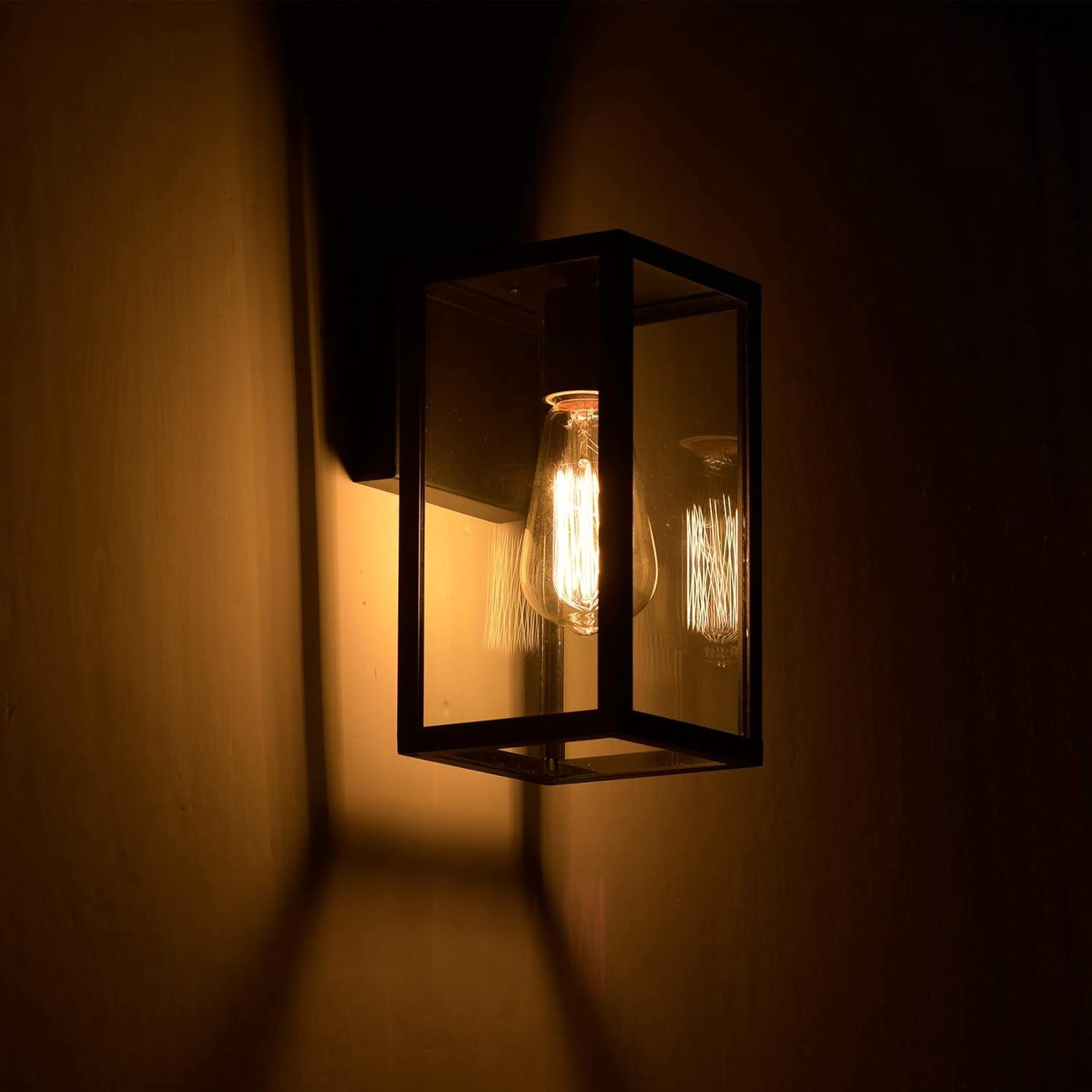 Outdoor Wall Light Fixture 2 Pack, Clear Glass Exterior Wall Sconce ...