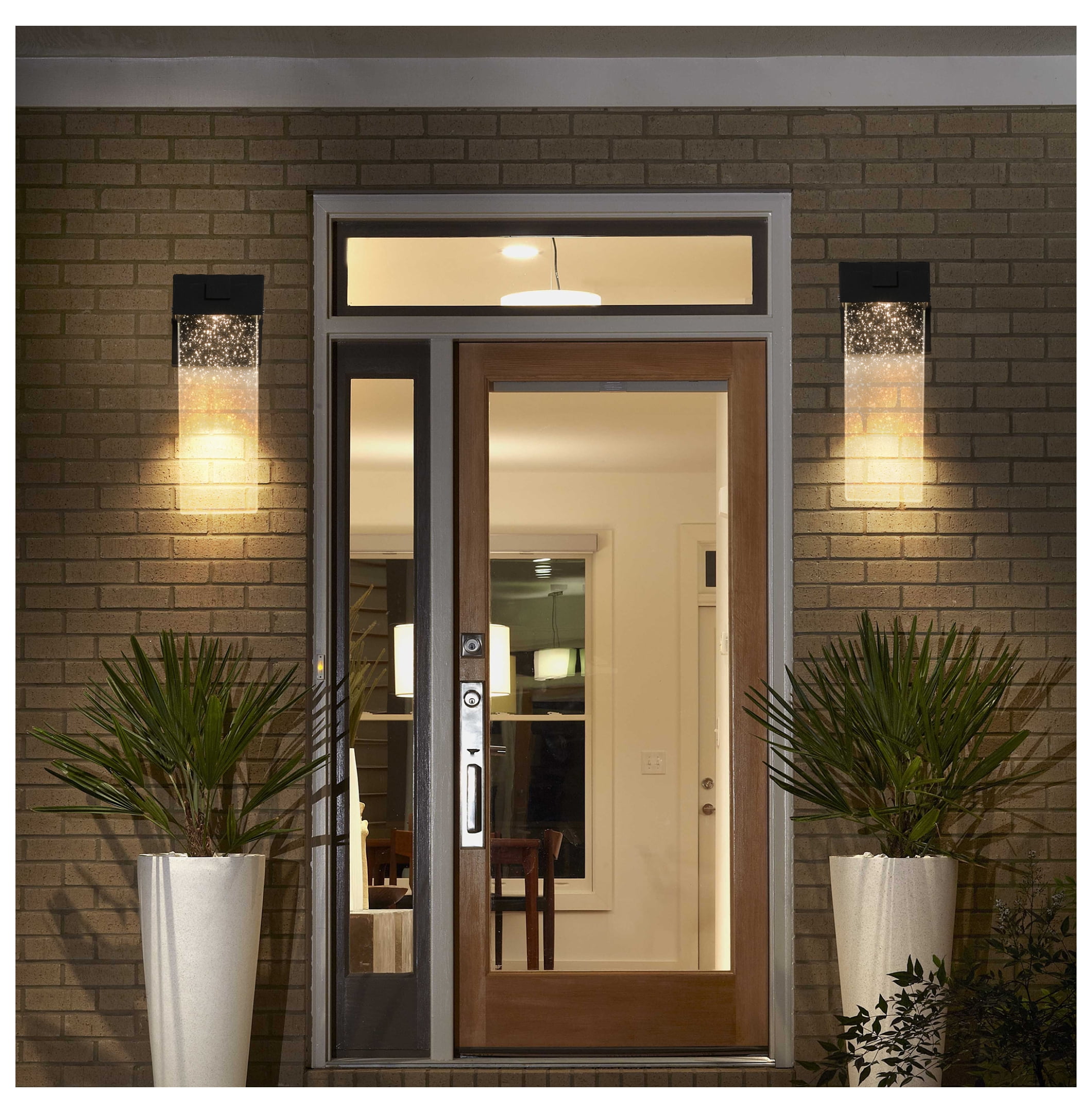 Outdoor Wall Light Fixture 2-Pack, LED Wall Sconce with Bubble Crystal ...