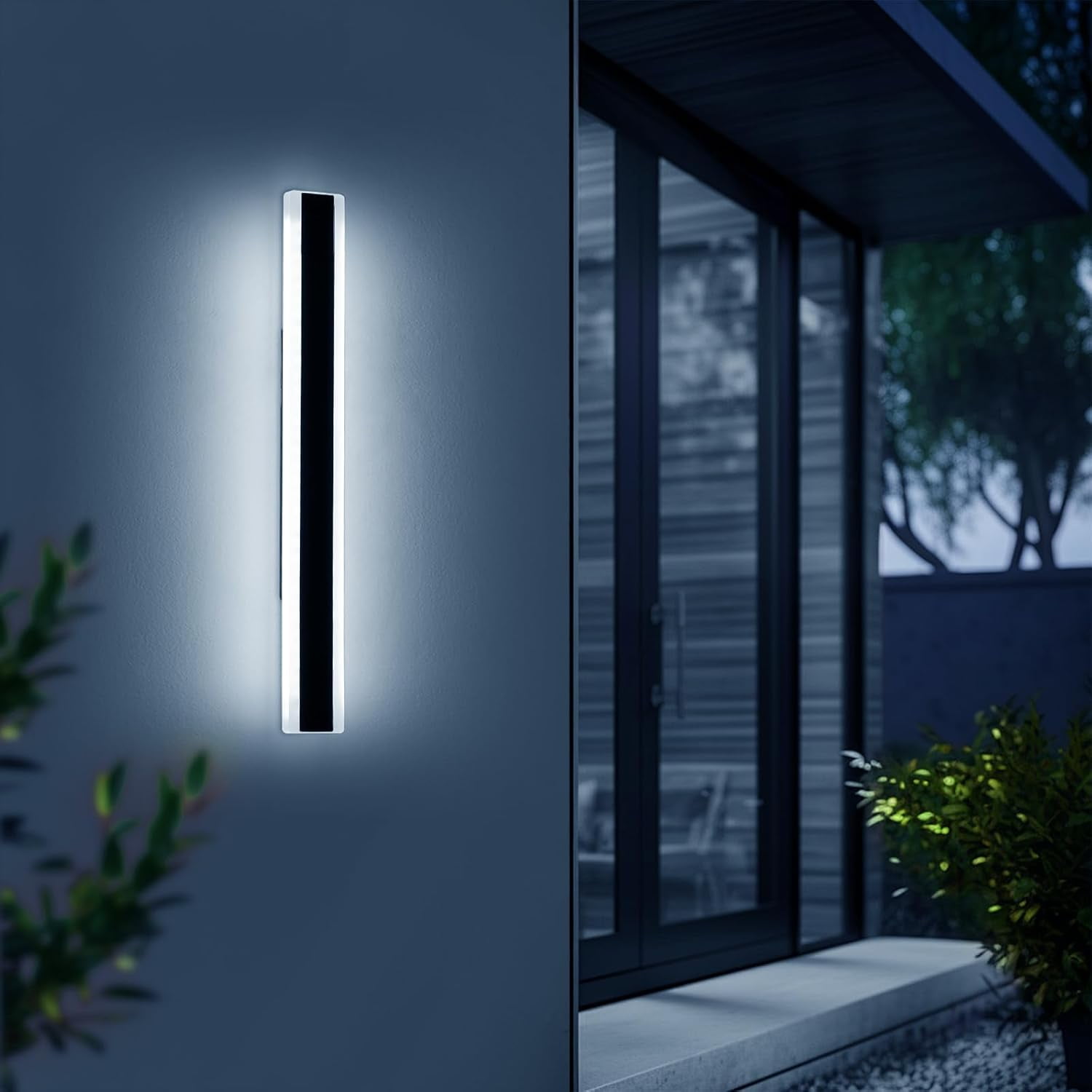 Outdoor Wall Light Fixture, 31.4inch Black Modern Linear Exterior ...
