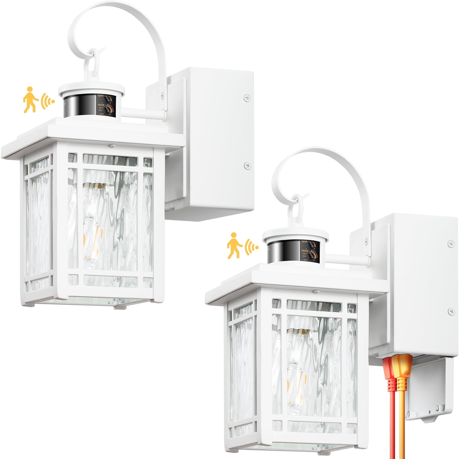 Outdoor Wall Light with GFCI Outlet, 2-Pack Motion Sensor Exterior ...