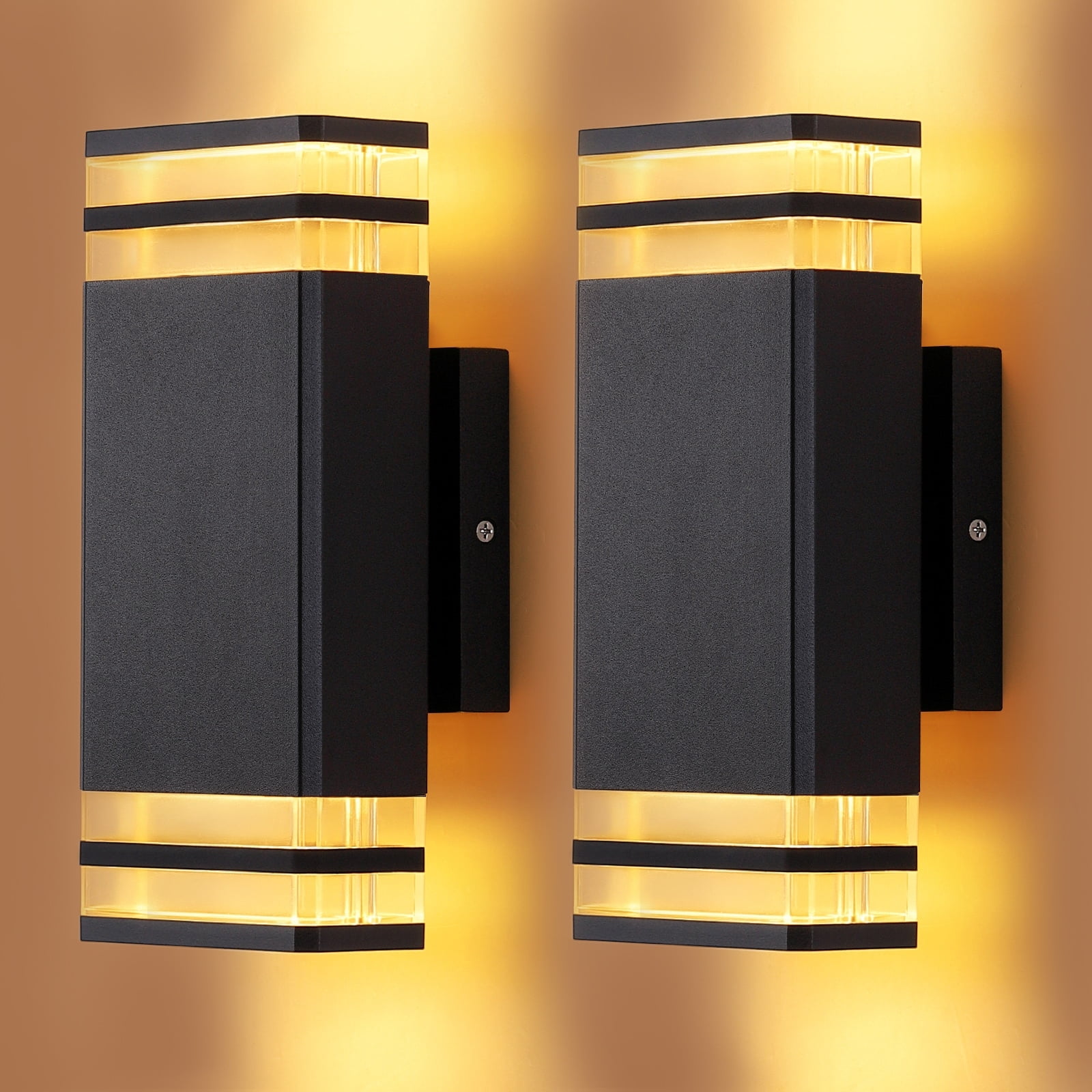 Outdoor Wall Lights 2Pack, Integrated LED Wall Sconce, Aluminum IP65 ...
