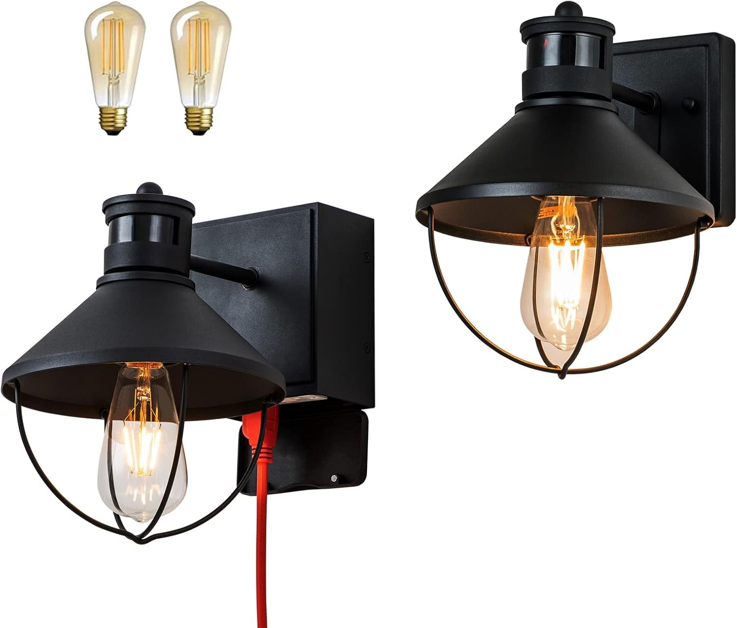 Outdoor Wall Lights with GFCI Outlet, 3 Modes Motion Sensor Exterior ...