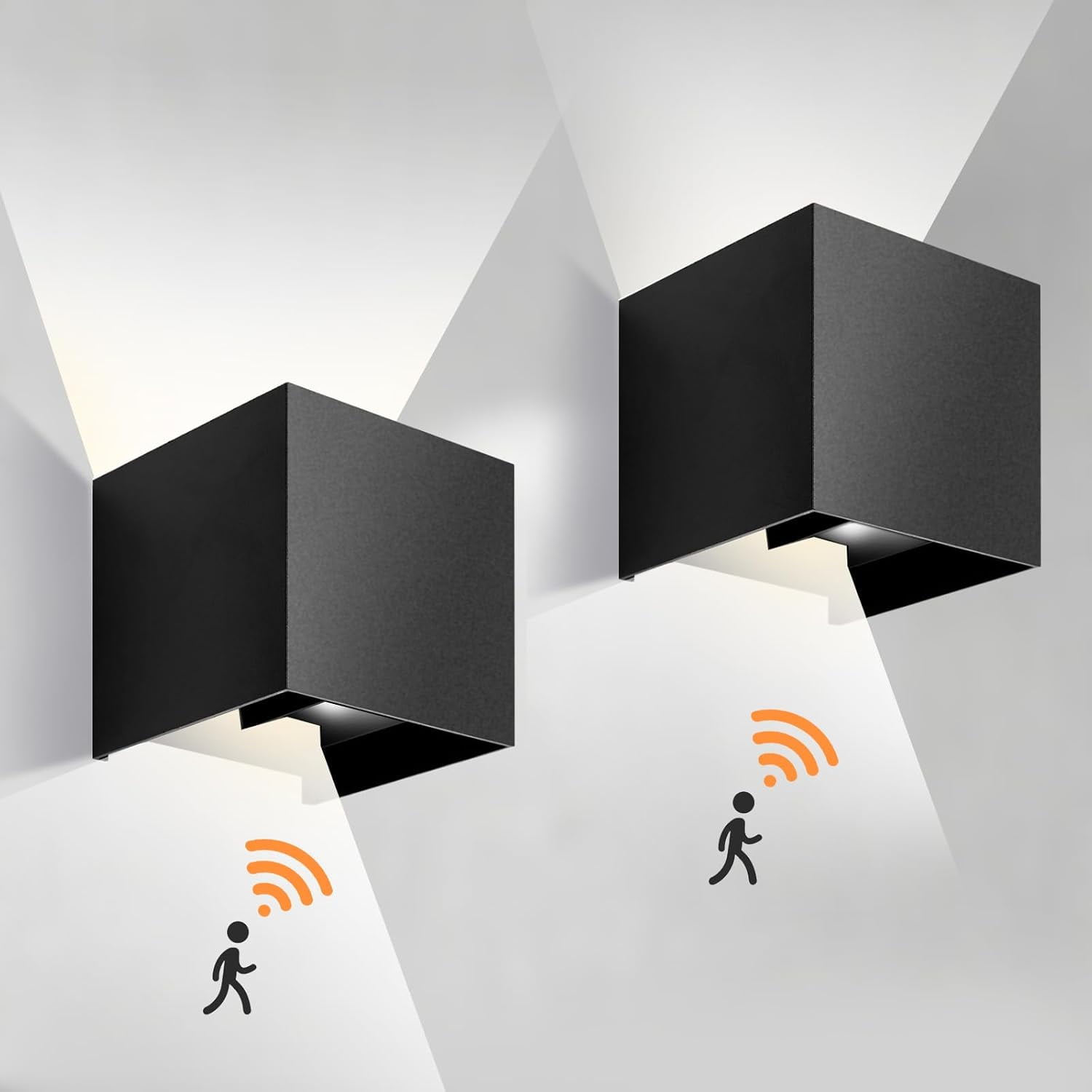 Outdoor Wall Lights, Modern Square Up and Down Lights Outdoor Wall ...