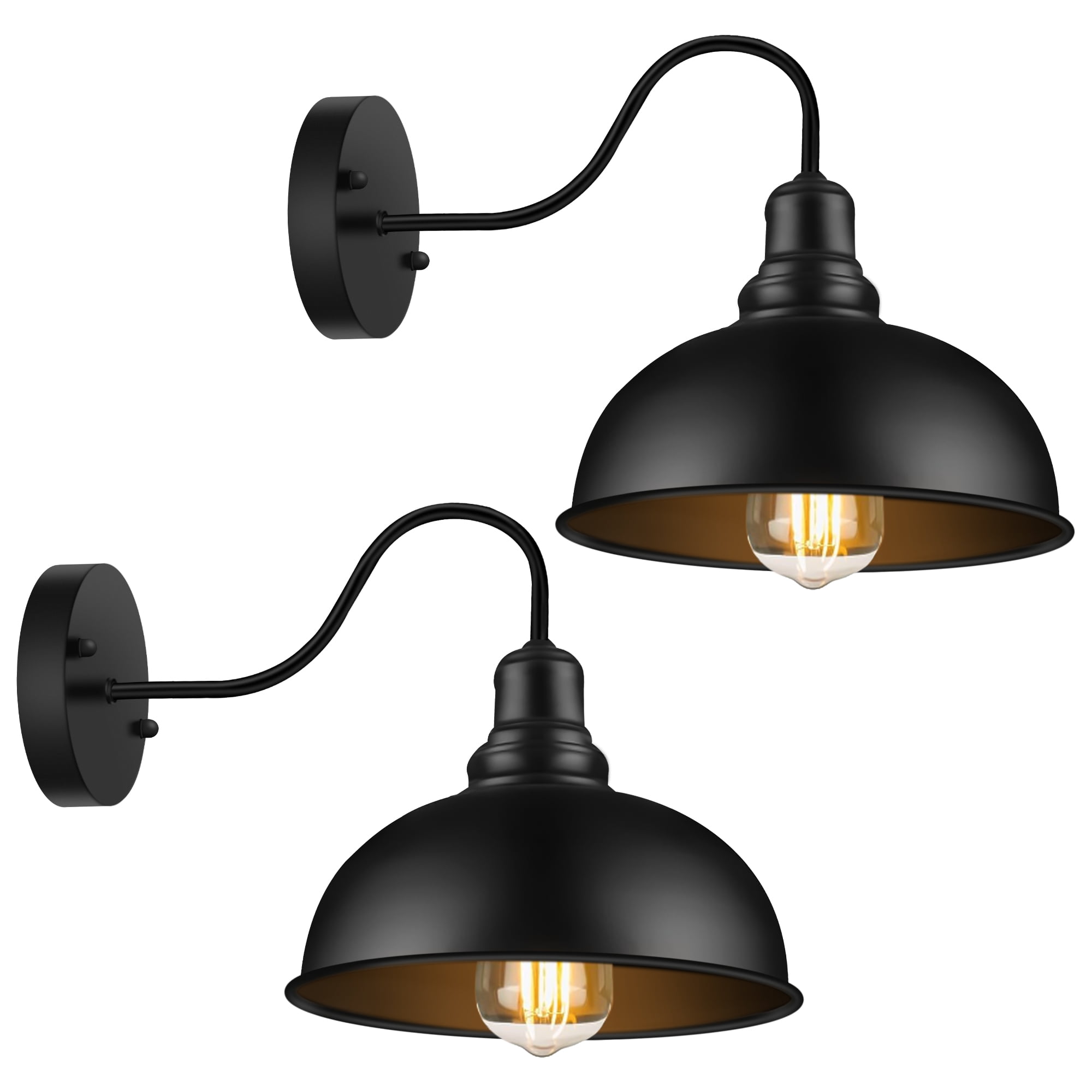 2 Pack Weatherproof Outdoor Wall Sconce, Exterior Gooseneck Barn Light ...