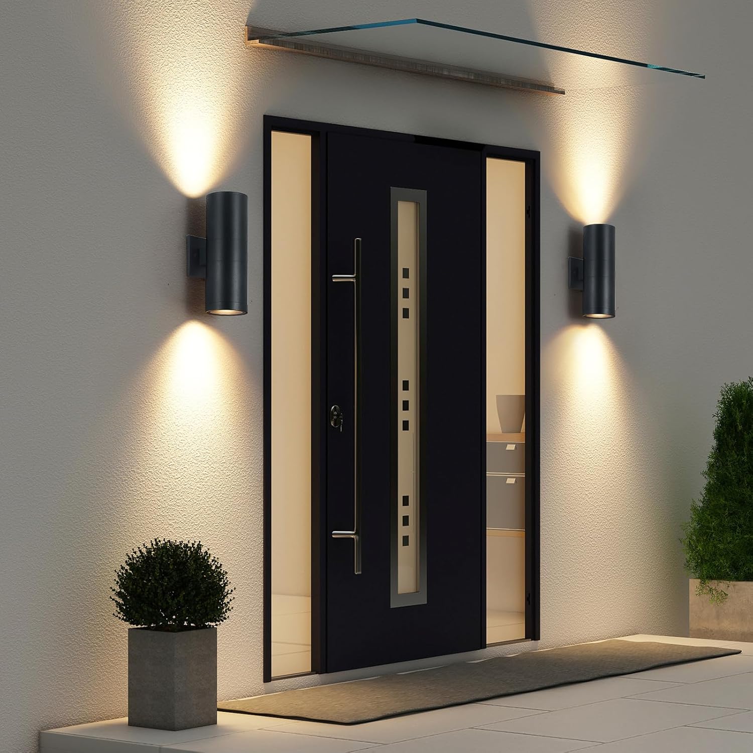 Outdoor Wall Sconces 4 Pack, Exterior Up and Down Wall Lights Lamp ...
