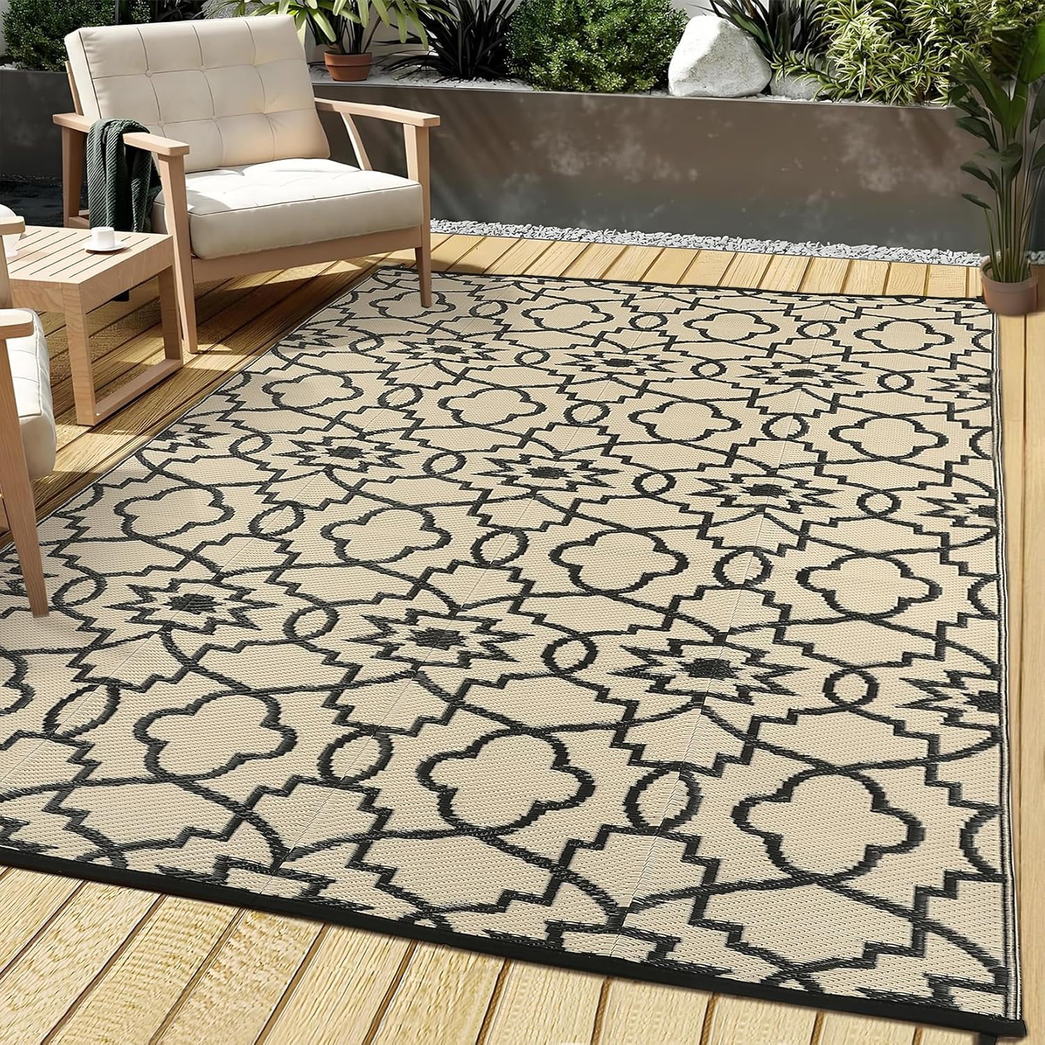 Outdoor Washable Rug, Waterproof Double-Sided Plastic Straw Rug, Modern ...