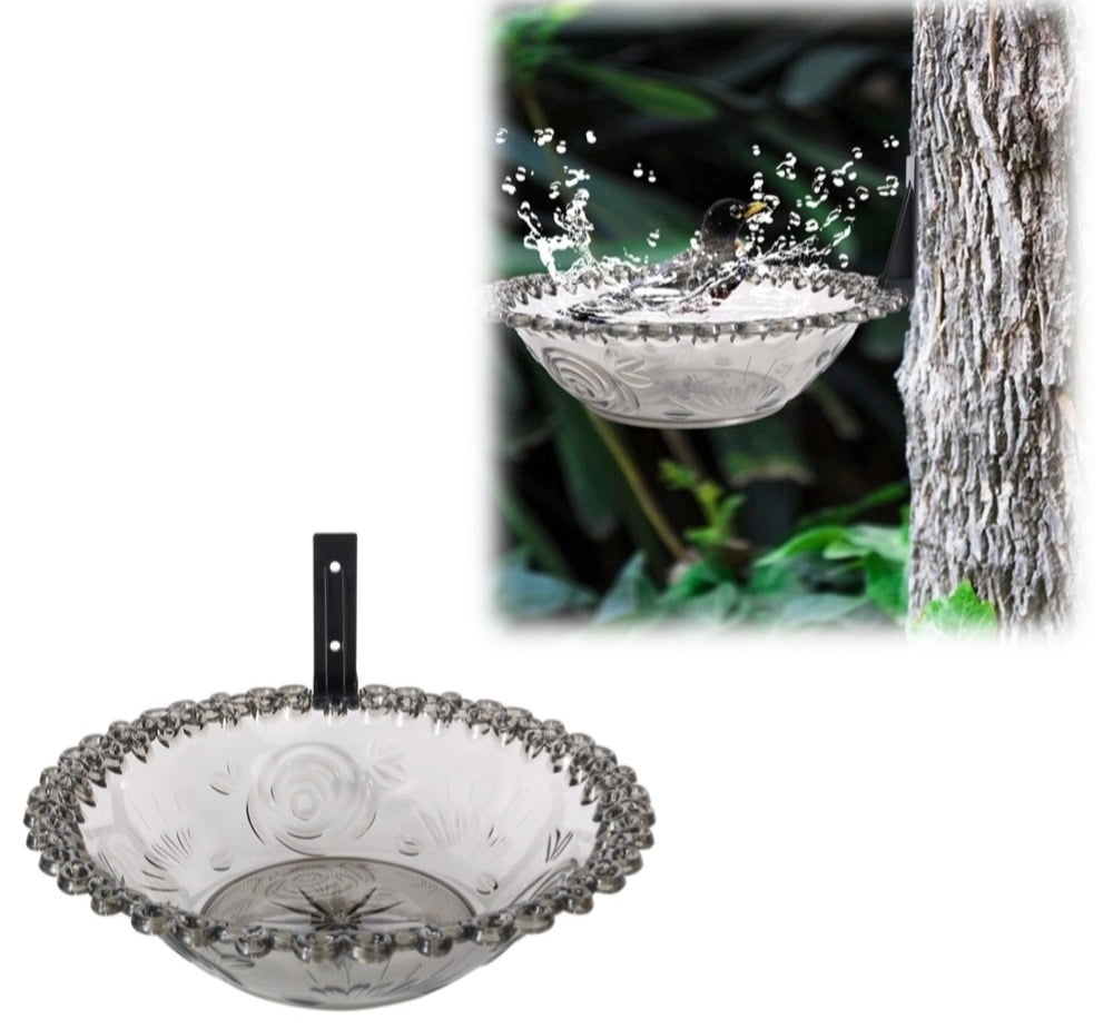 Outdoor Water Bowl - 9.2 Inch Acrylic Bird Bath for Hummingbirds, Wall ...