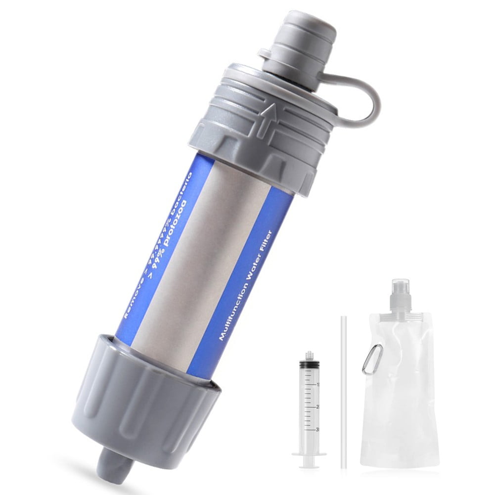Outdoor Water Filter Straw Water Purifier for Camping Blue - Walmart.com