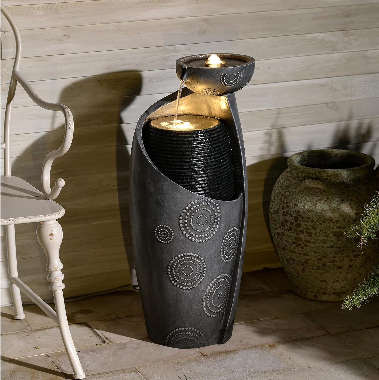 Outdoor Water Fountain Feature Indoor Garden Large Jar Floor Standing ...