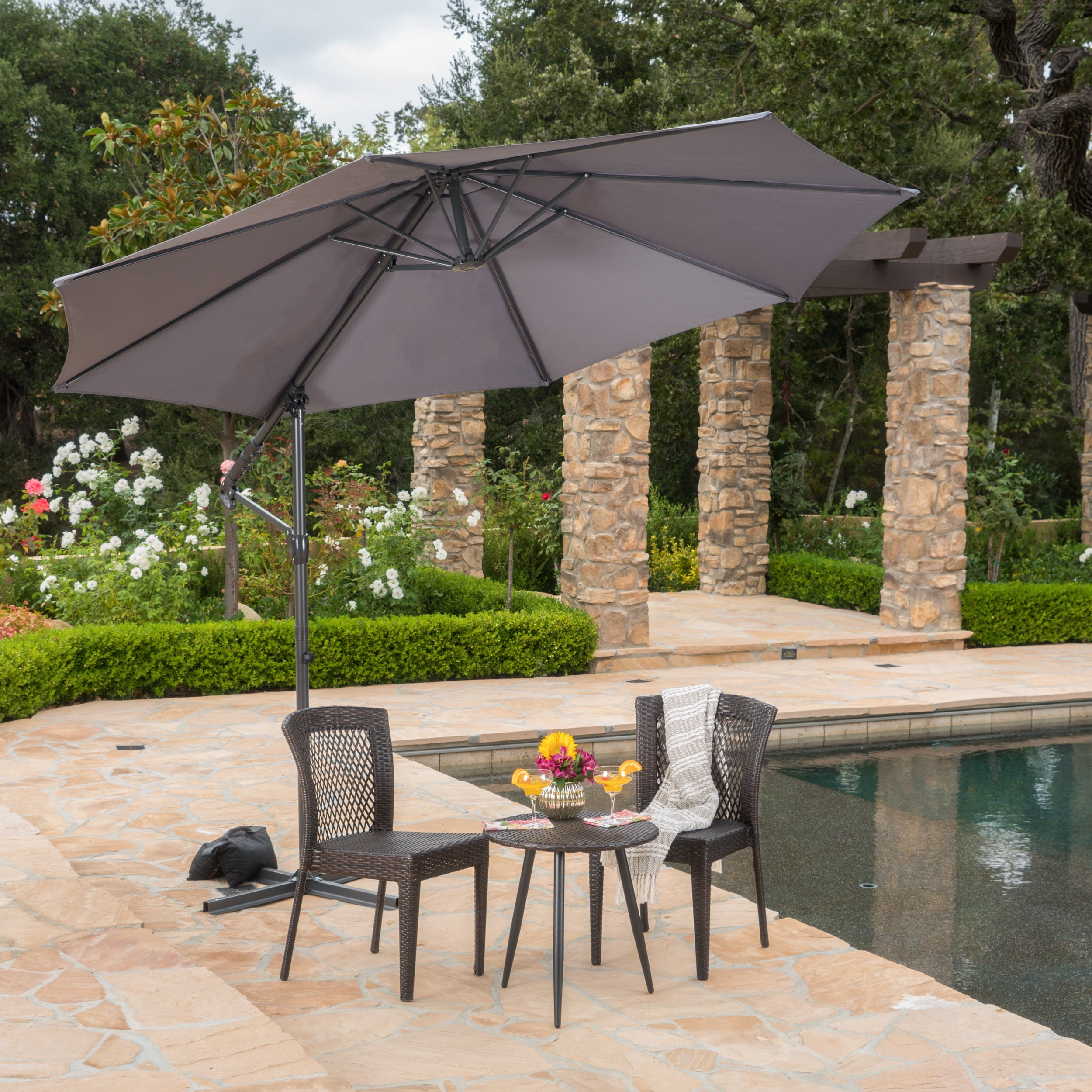 Outdoor Water Resistant Steel Frame Banana Sun Canopy, Grey - Walmart.com