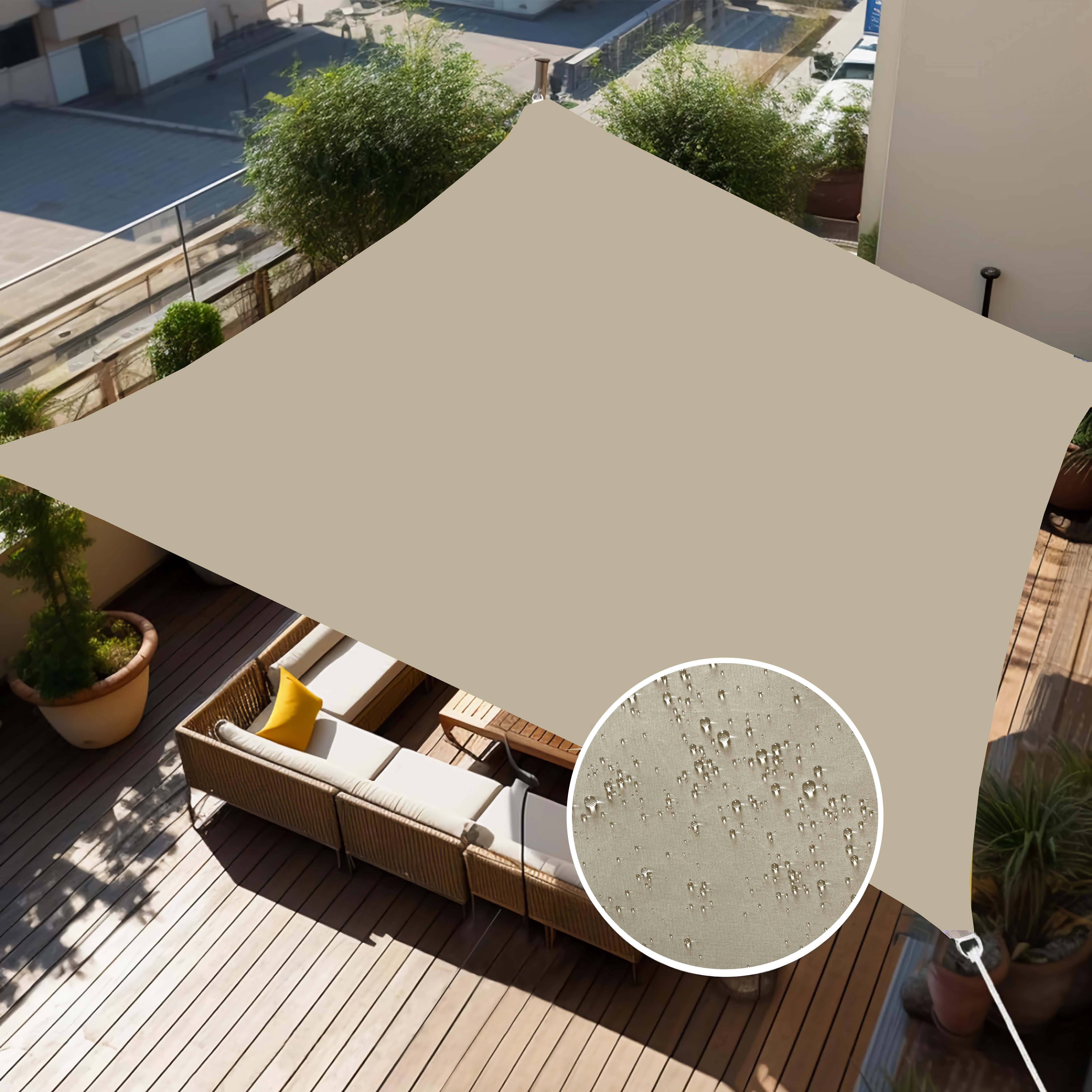 Outdoor Waterproof Canopy - Water-Resistant Shade Sail with Hook and ...