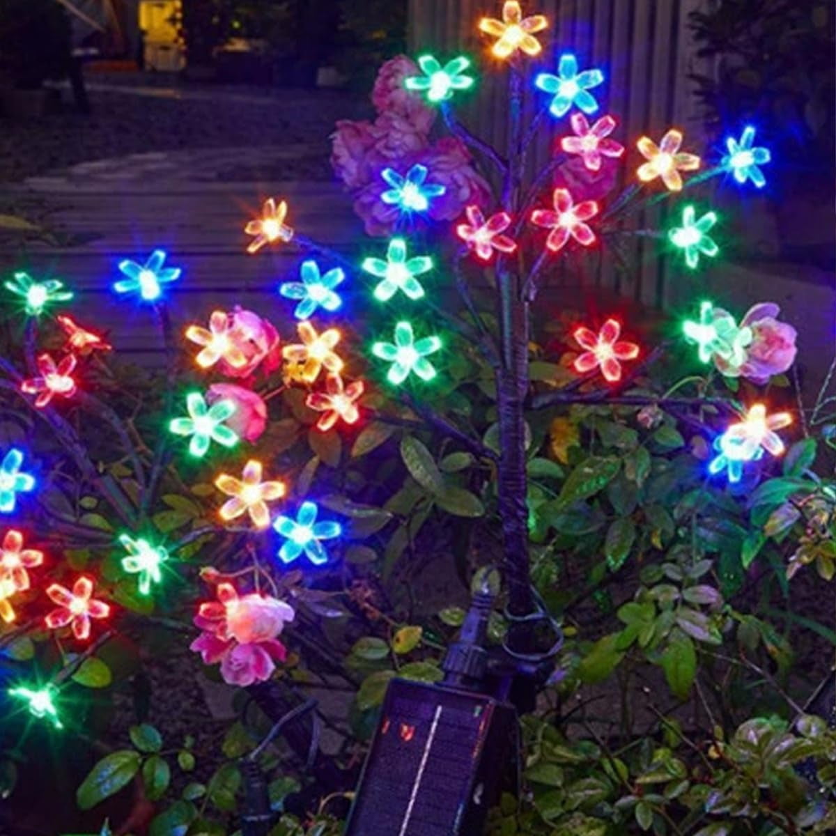 Outdoor Waterproof Cherry Blossom Multicolor Solar Garden Lights, LED ...