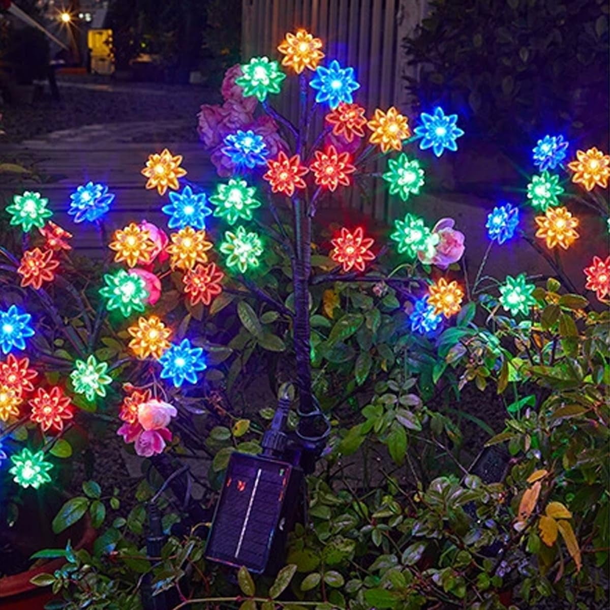 Outdoor Waterproof Cherry Blossom Multicolor Solar Garden Lights, LED ...