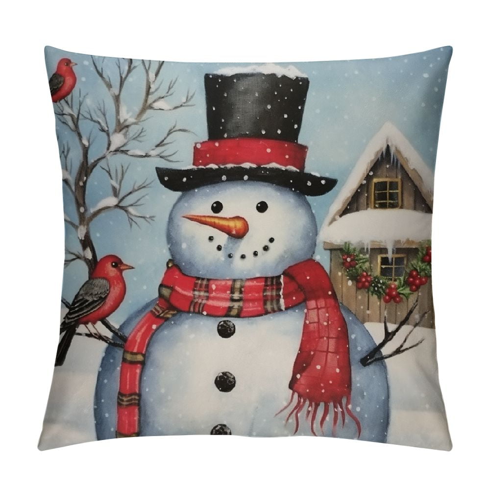 Outdoor Waterproof Christmas Snowman Winter Throw Pillow Cover Sided ...