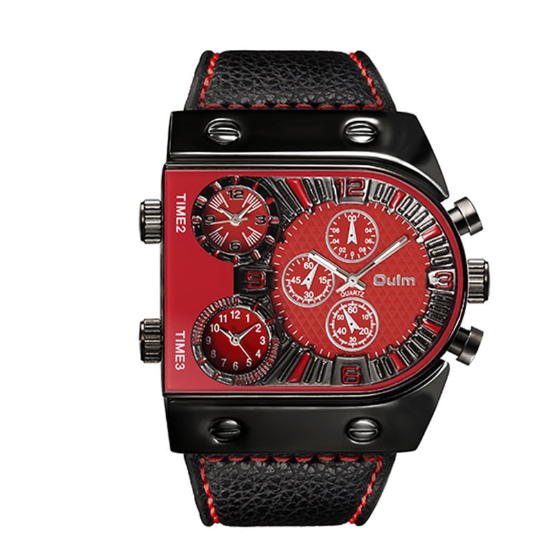 Outdoor Waterproof Chronograph Wristwatch for Men with Three Time Zones ...