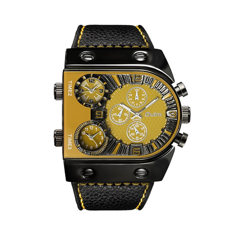 Outdoor Waterproof Chronograph Wristwatch for Men with Three Time Zones ...