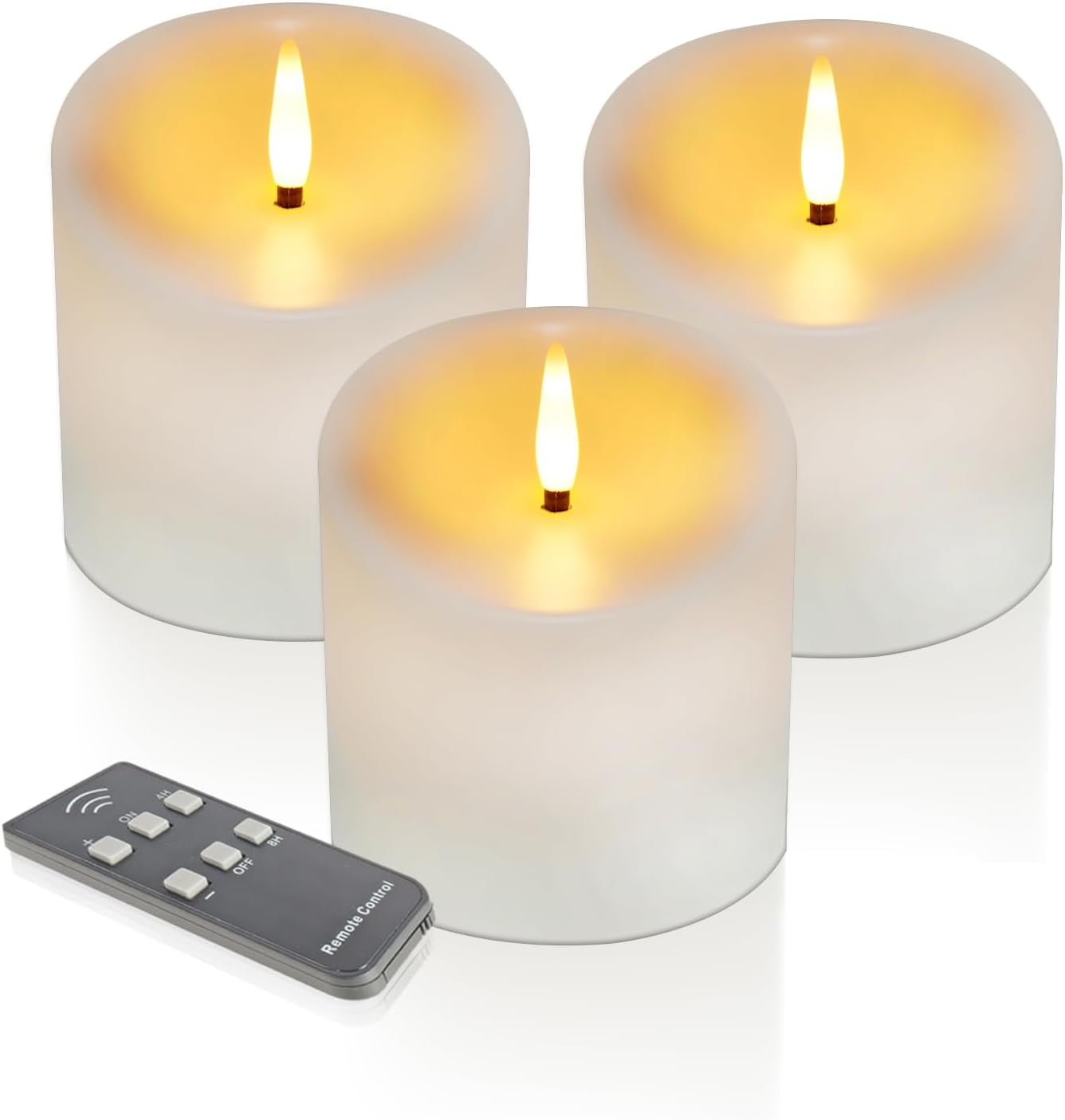 Outdoor Waterproof Flameless Candles with Timer, Remote Control Battery ...