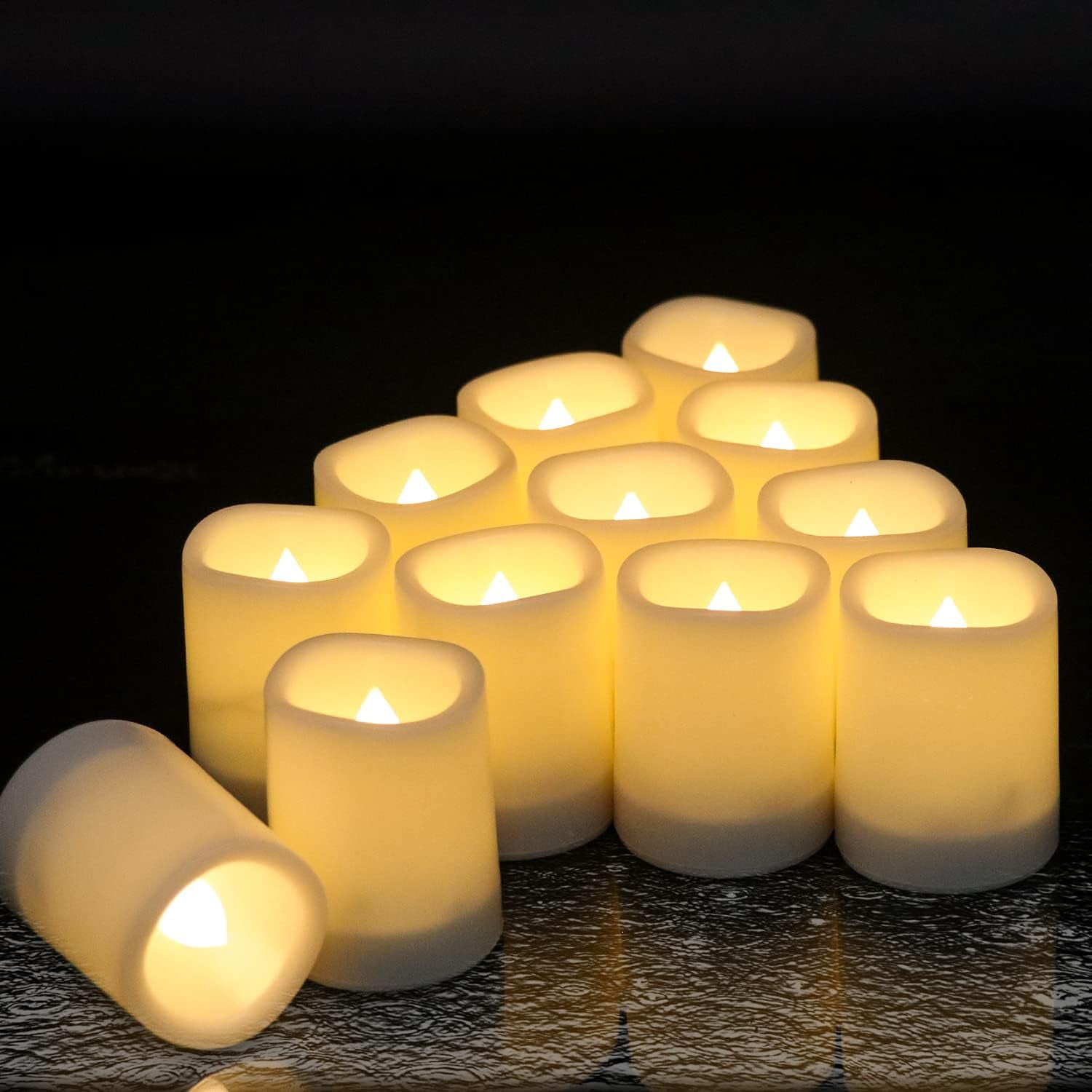 Outdoor Waterproof Flameless Votive Candles with Timer, Battery ...