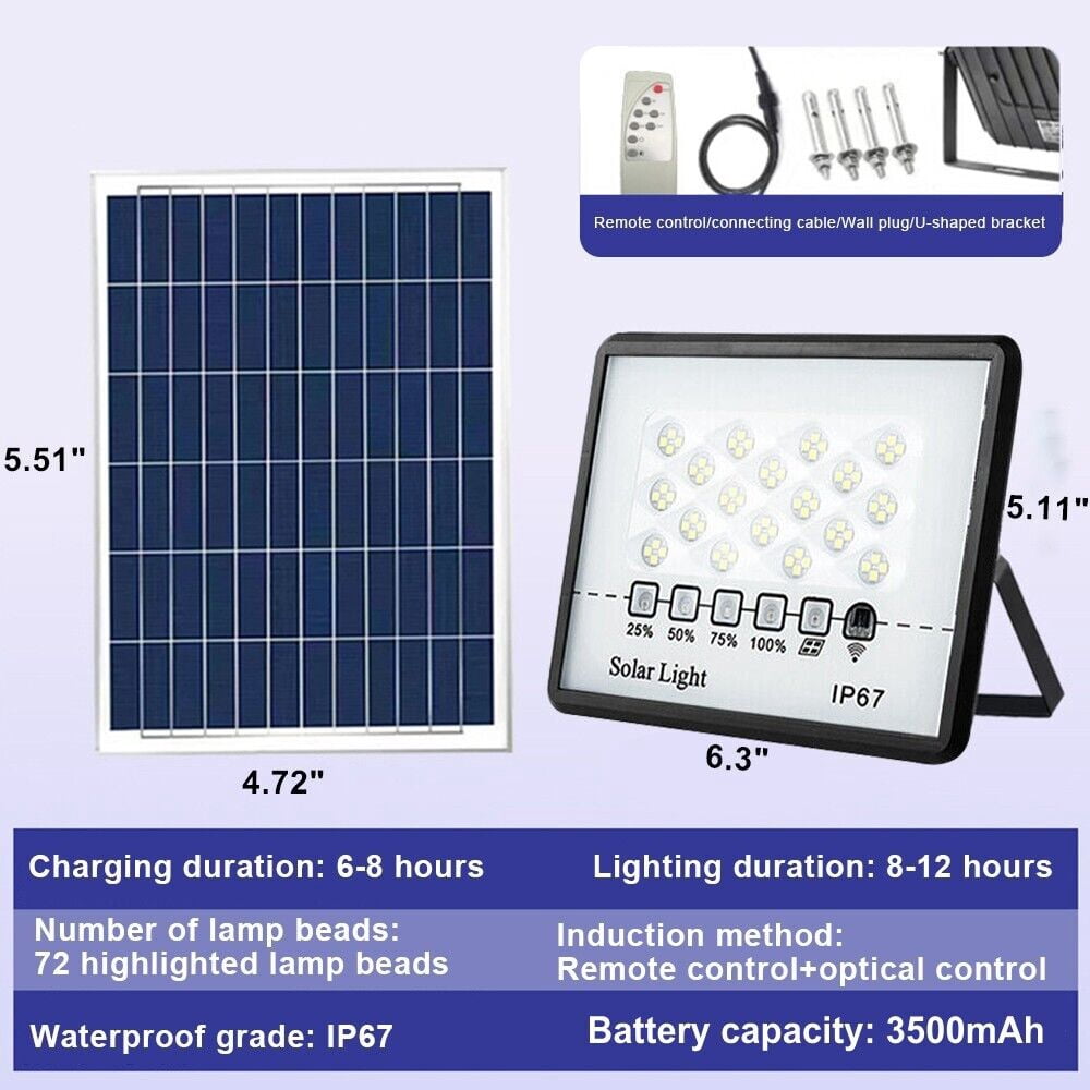 Outdoor Waterproof Flood Light Solar Dusk Dawn LED Road Lamp+Solar ...