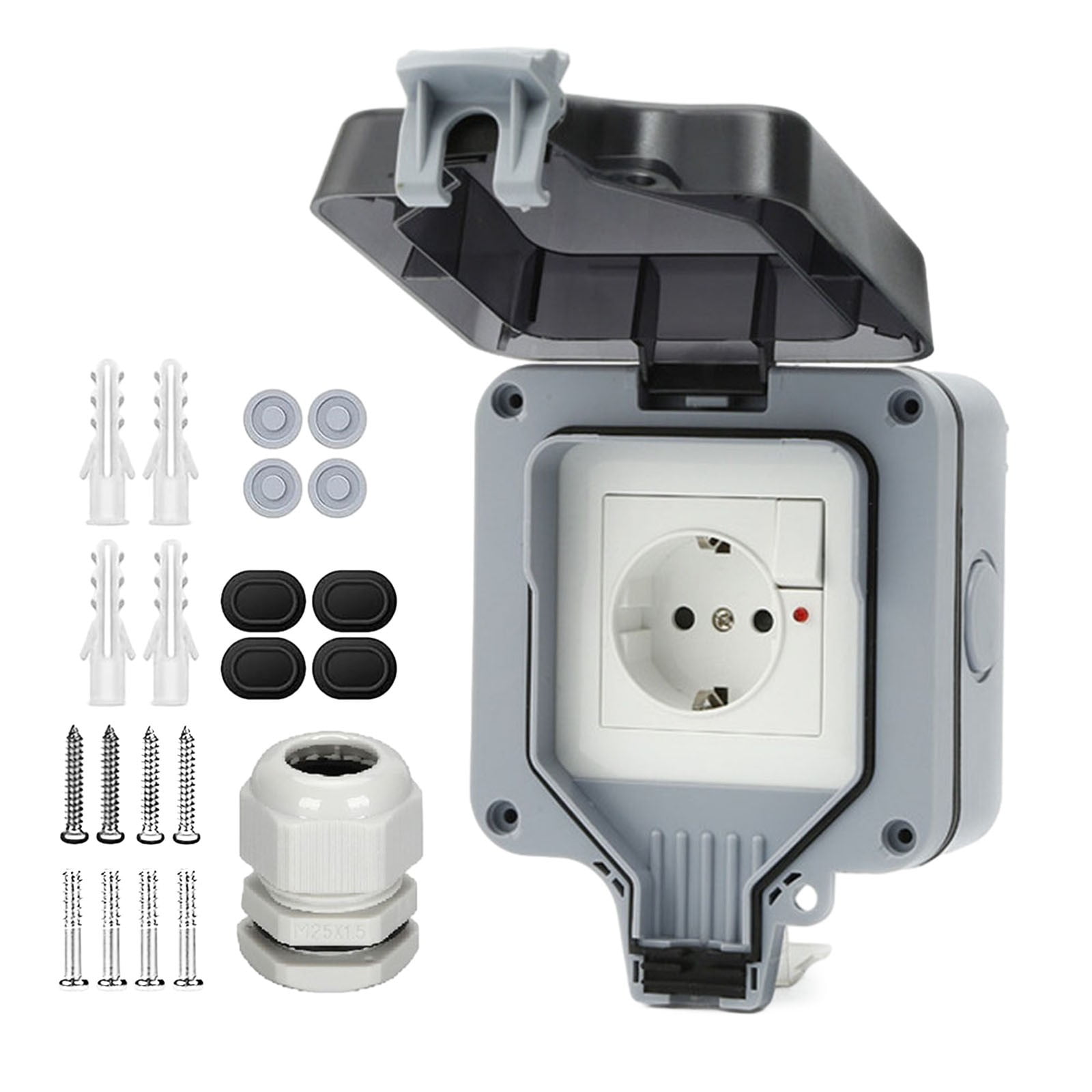 Outdoor Waterproof IP66 Socket with Switch Indicator Light 1-Way Wall ...