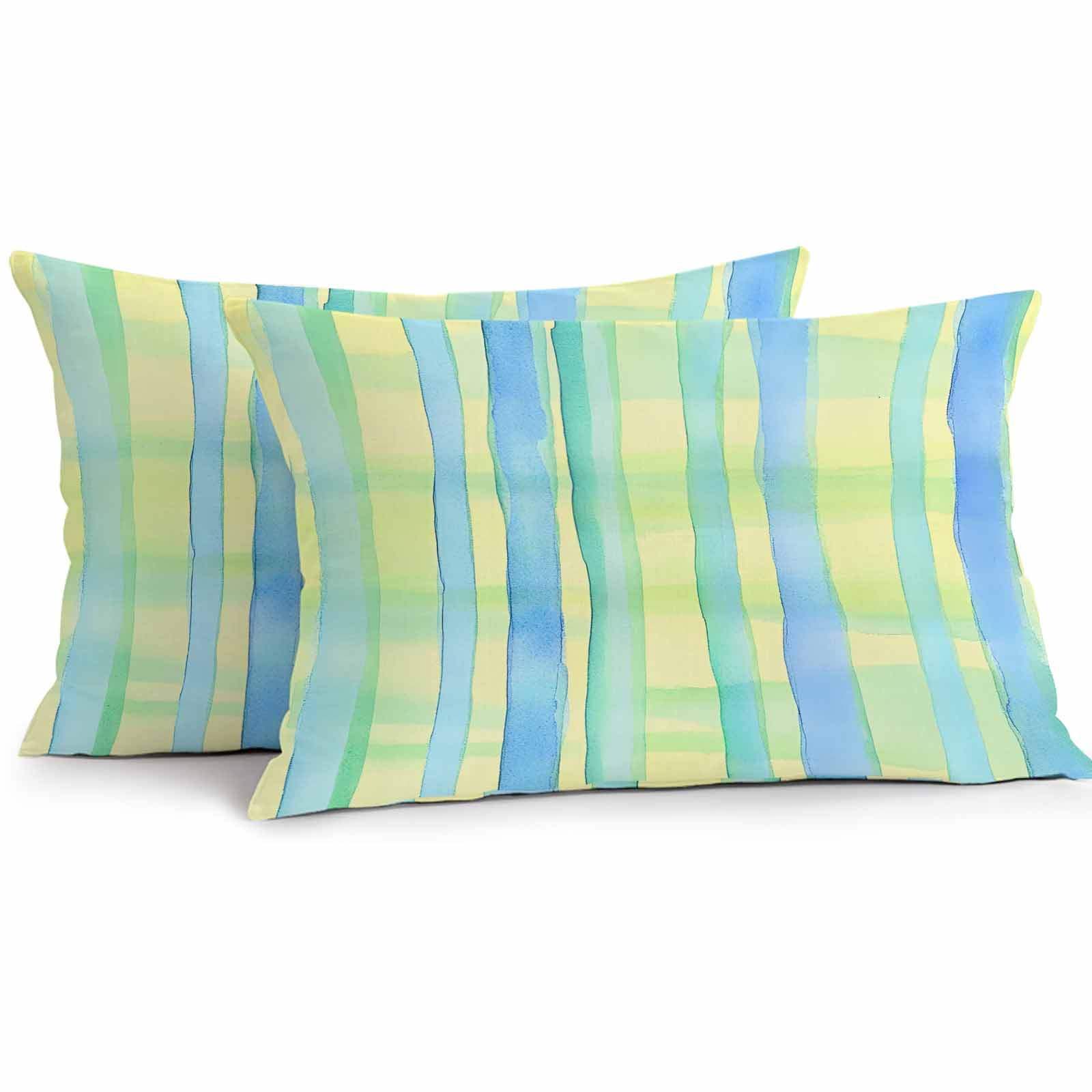 Outdoor Waterproof Pillow Covers 12x20in Pack of 2 Abstract White Green ...