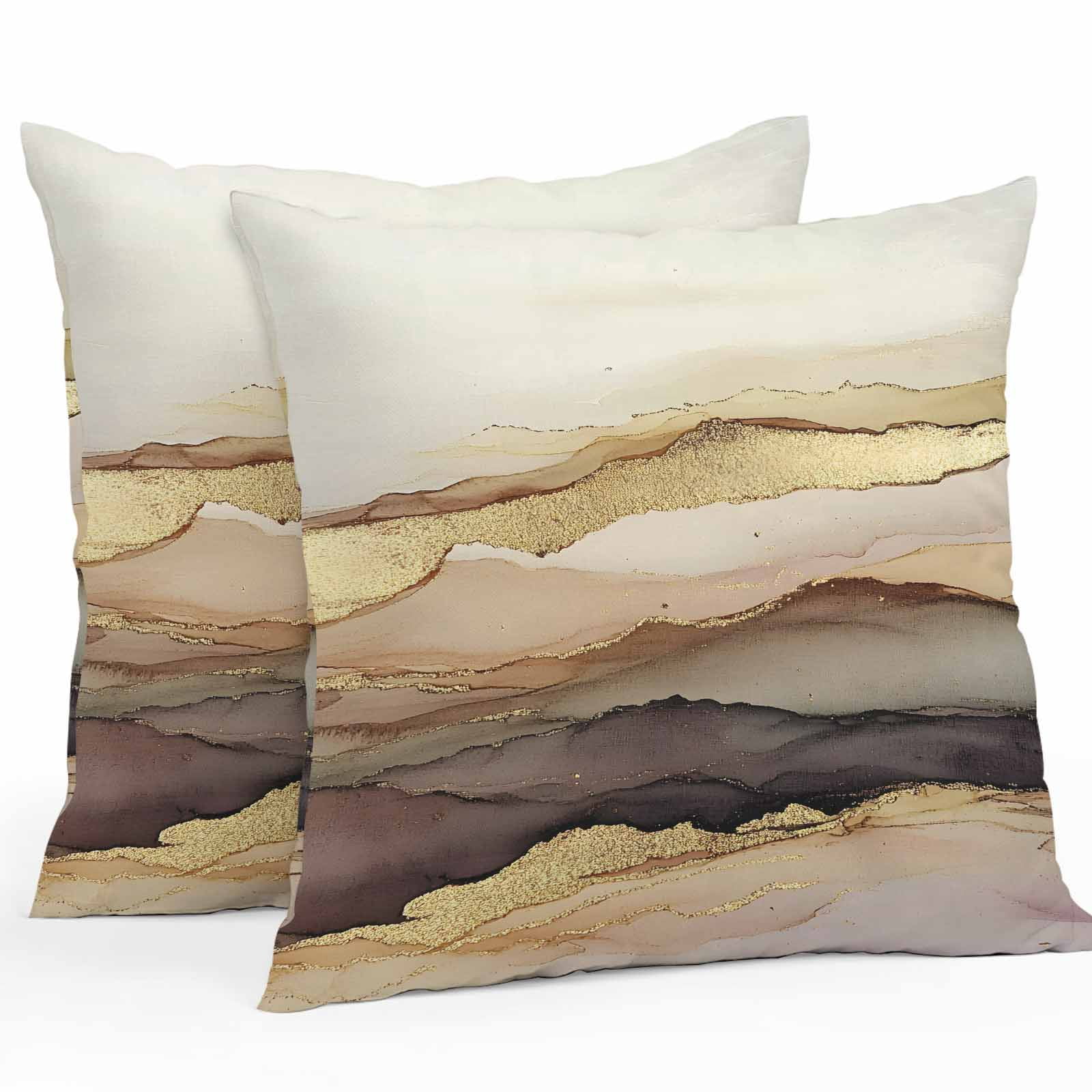 Outdoor Waterproof Pillow Covers 18x18in Pack of 2 Abstract Golden ...