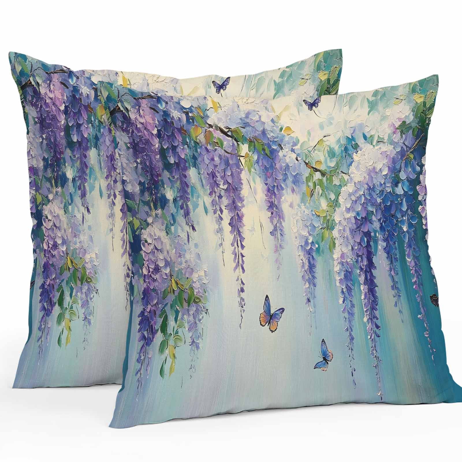 Outdoor Waterproof Pillow Covers 18x18in Pack of 2 Wisteria Flowers ...