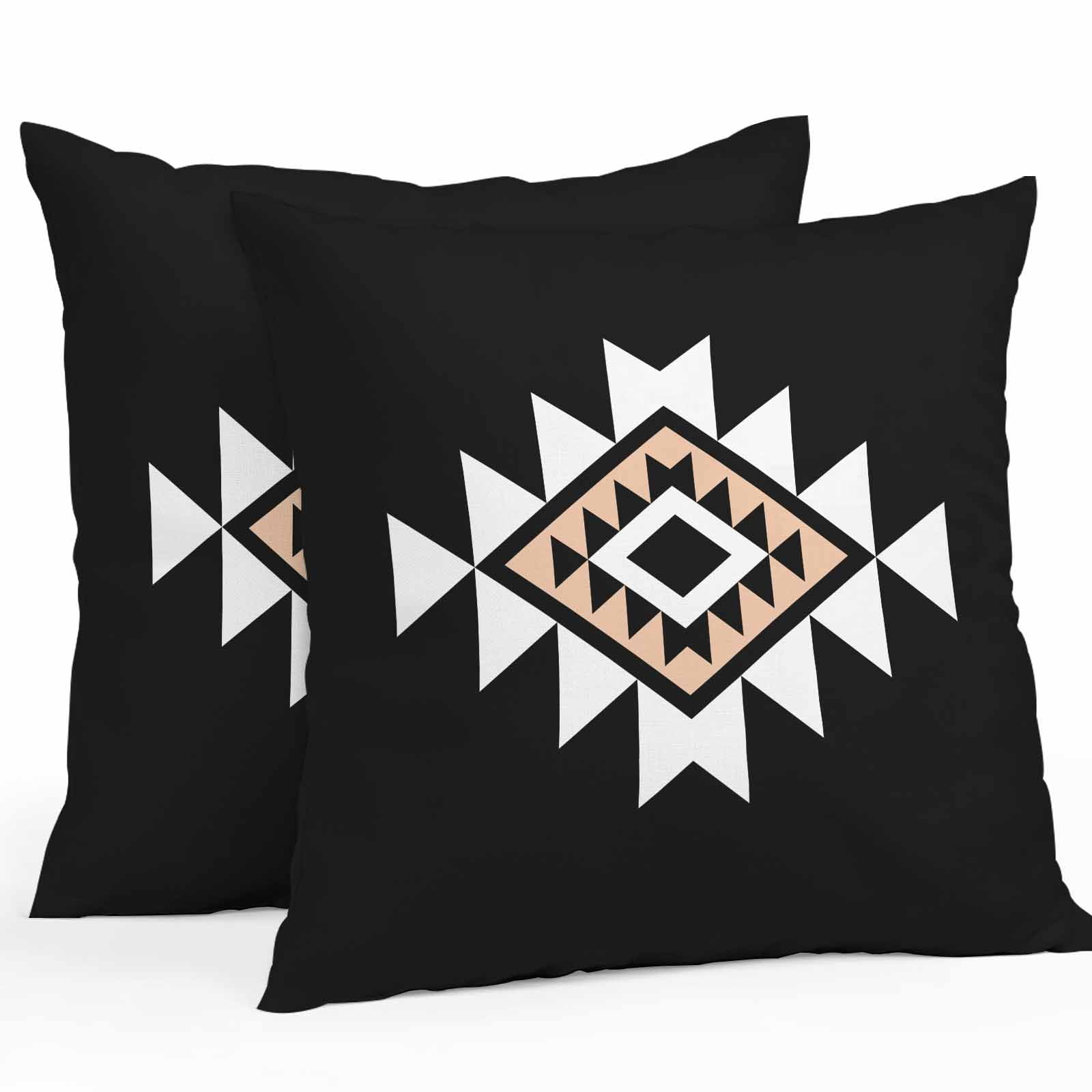 Outdoor Waterproof Pillow Covers Abstract Aztec Tribal on Black ...