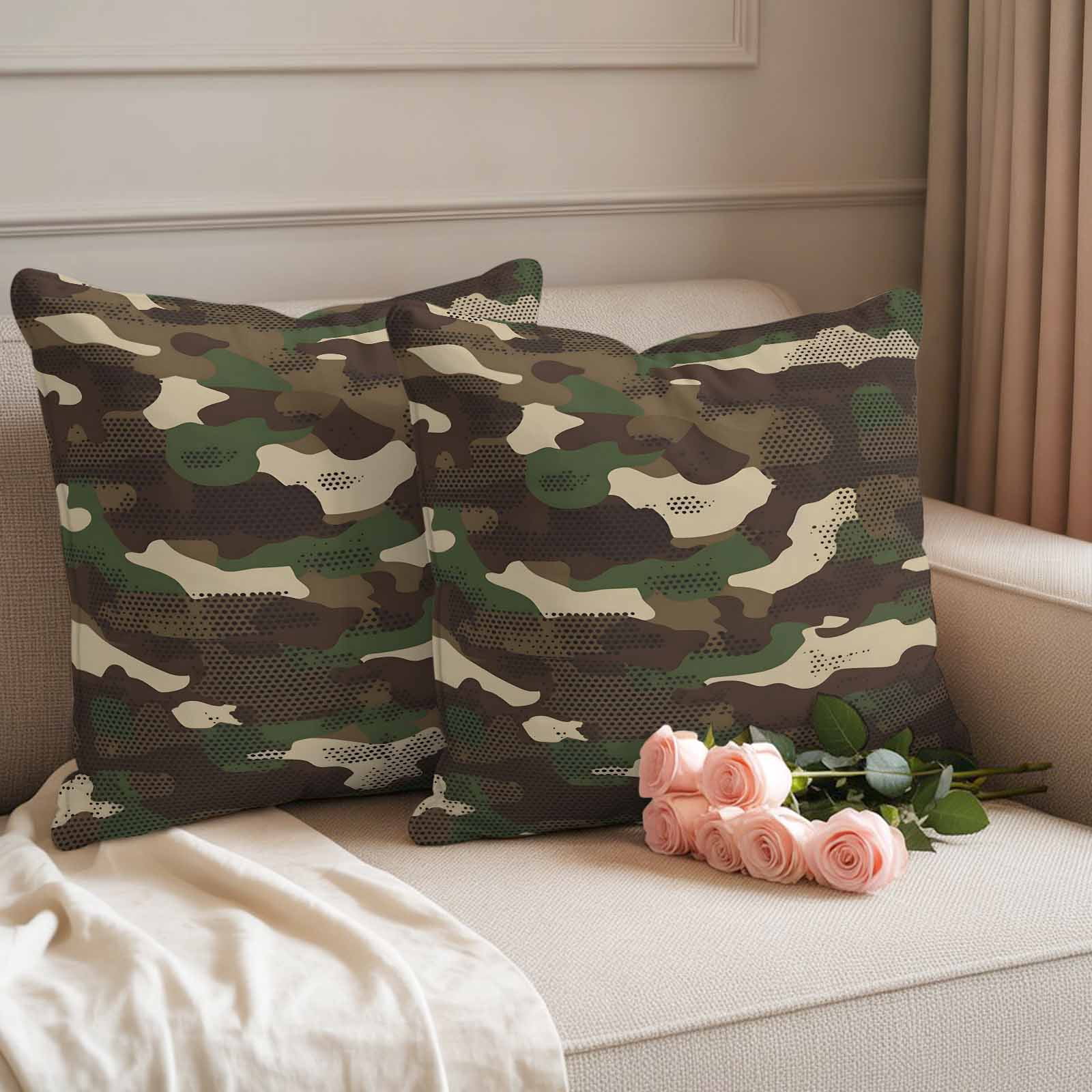 Outdoor Waterproof Pillow Covers Abstract Green and Brown Colors Throw ...