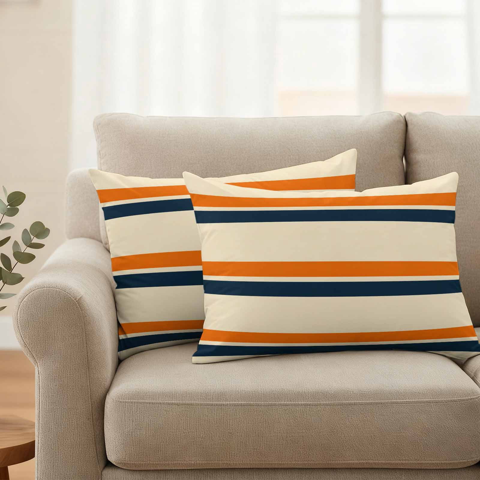 Outdoor Waterproof Pillow Covers Orange Black Line Texture on Beige ...