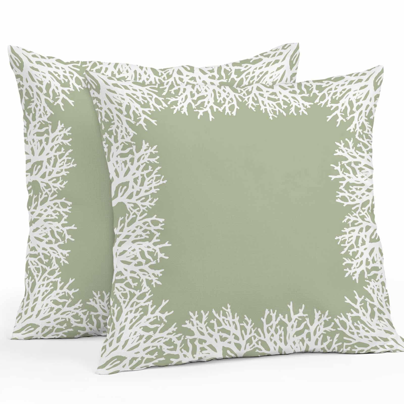 Outdoor Waterproof Pillow Covers Pack of 2, Sea White Coral Marine ...